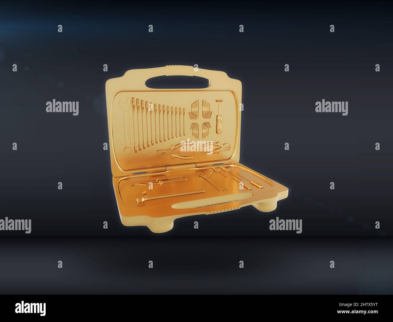 Gold instruments isolated a dark background. 3d render Stock Photo - Alamy