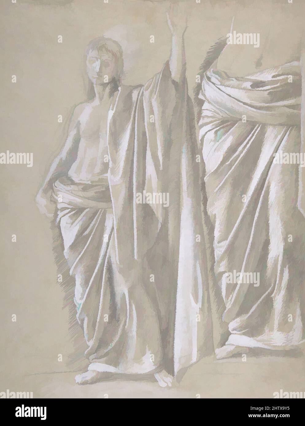 Art inspired by Study of a Draped Figure, 1857–58, Graphite heightened ...