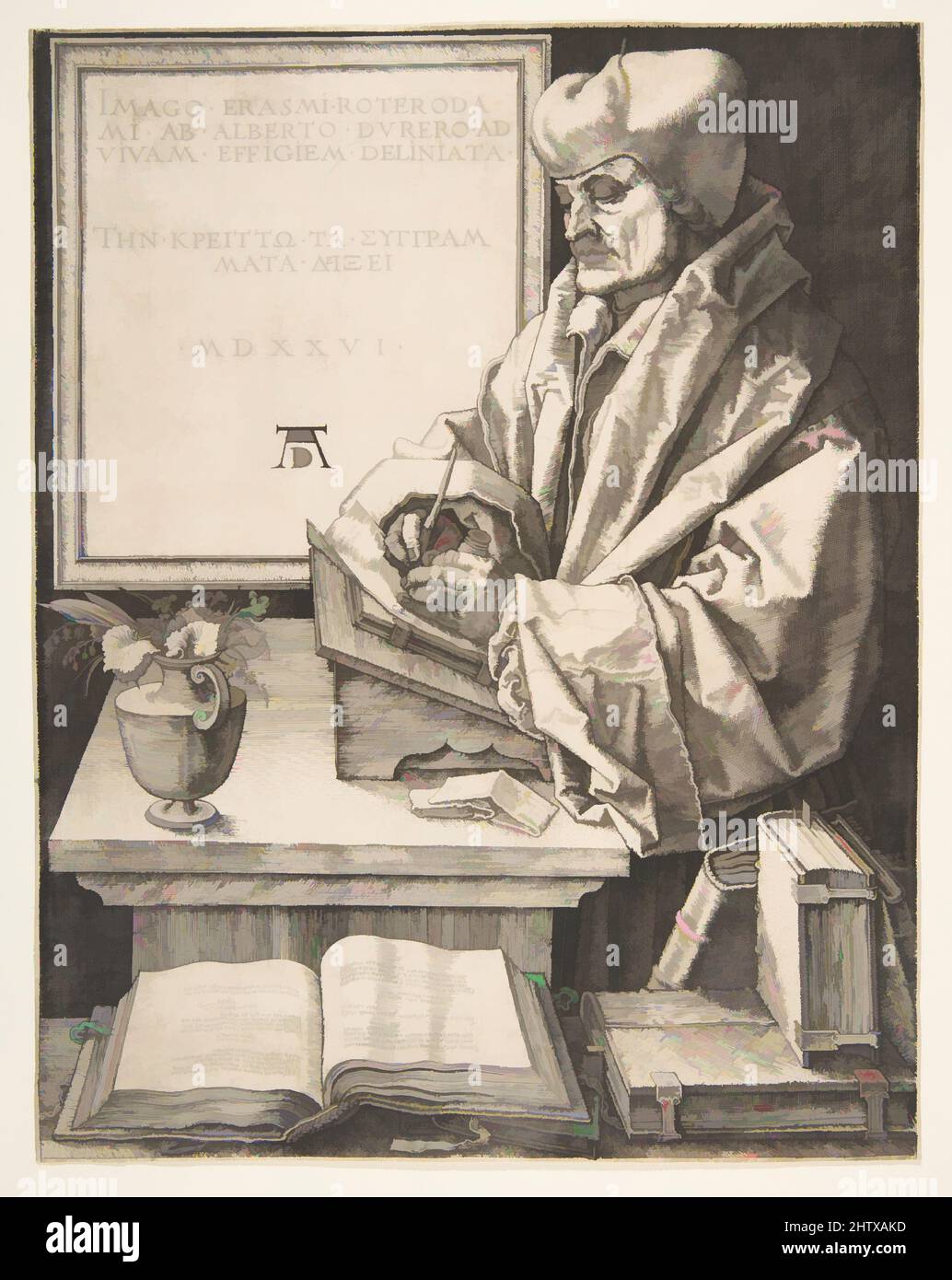 Art inspired by Erasmus of Rotterdam, 1526, Engraving, sheet: 9 3/4 x 7 ...