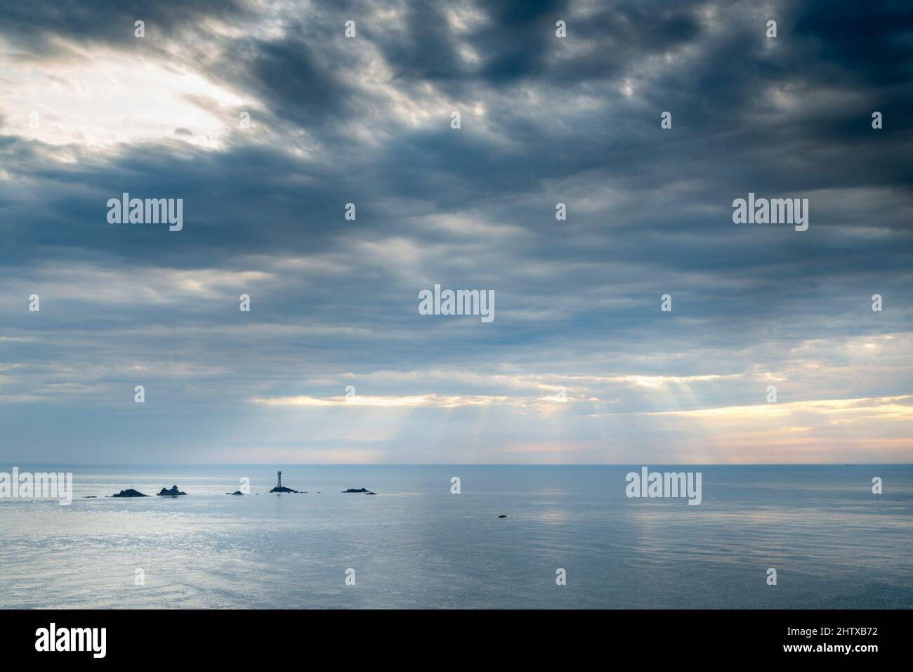 Seen from the famous westernmost landmark in Britain and Cornish coast ...