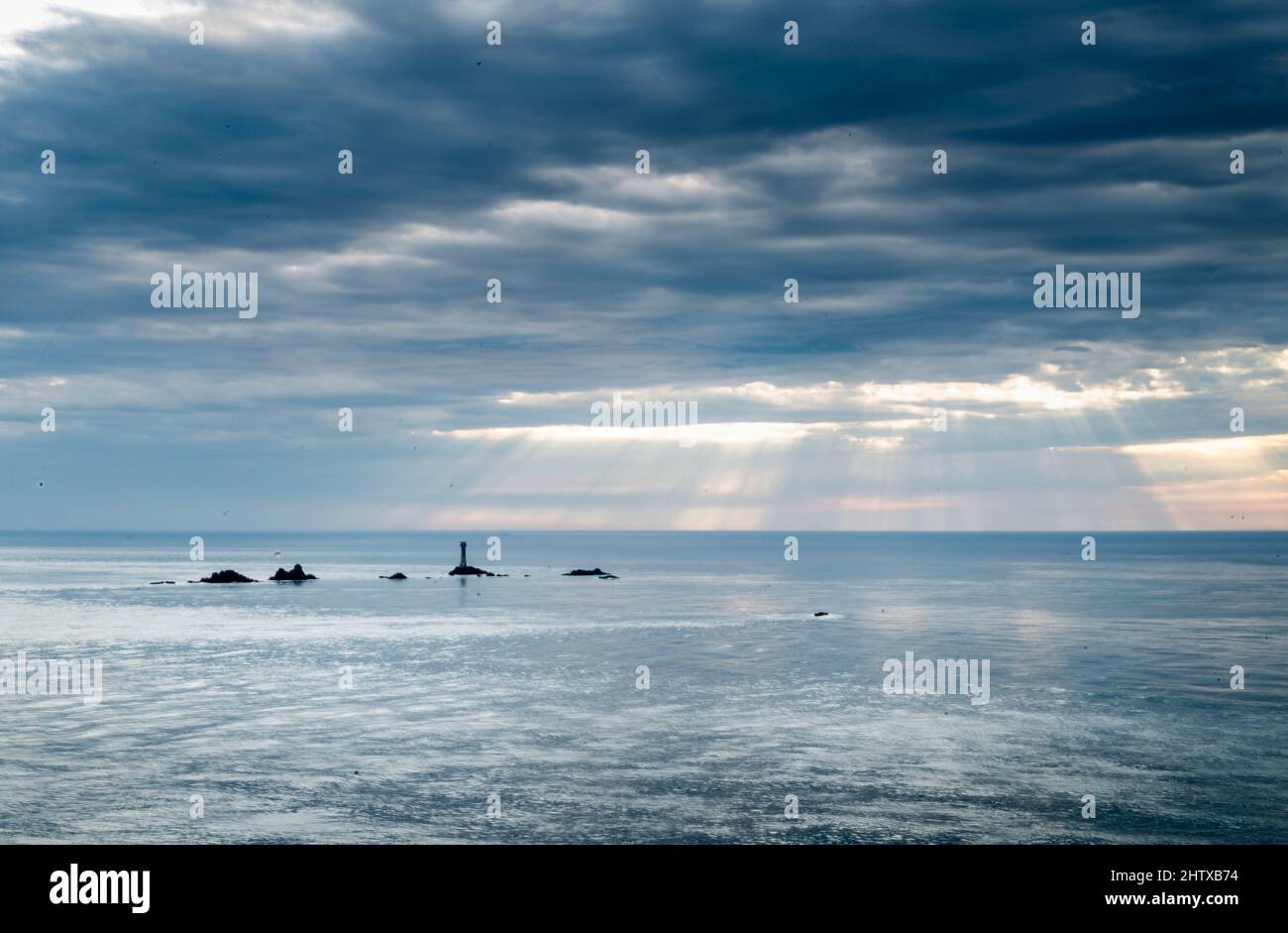 Seen from the famous westernmost landmark in Britain and Cornish coast ...