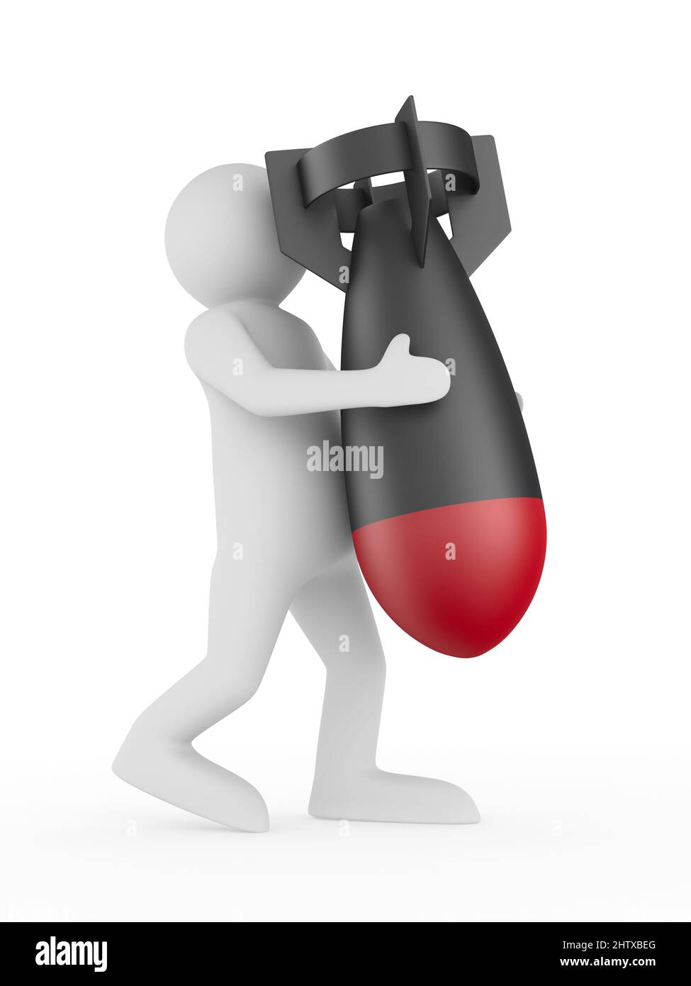 Man carry aerial bomb on white background. Isolated 3D illustration ...