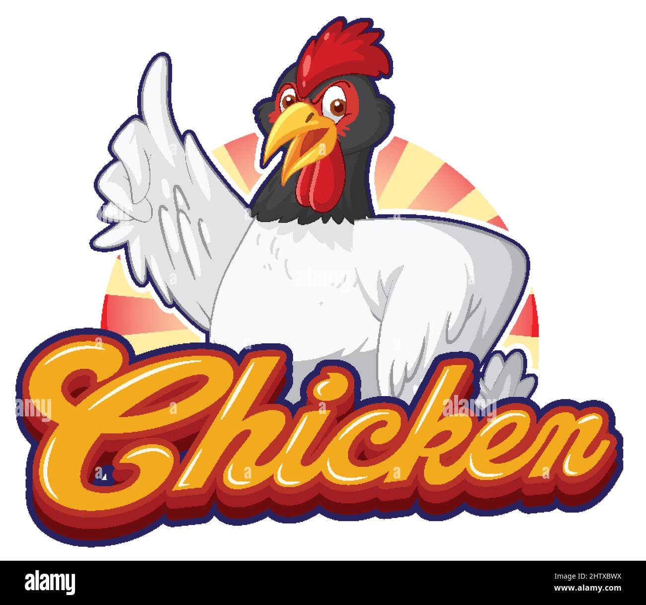 Chicken in pointing gesture cartoon character logo illustration Stock ...