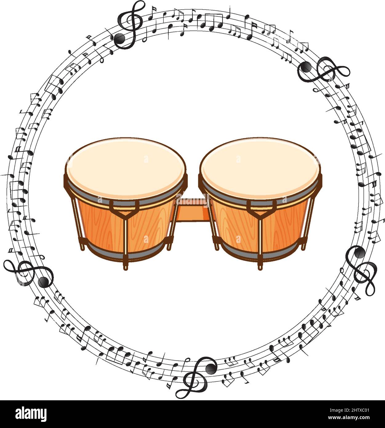 A timbales with musical notes on white background illustration Stock ...