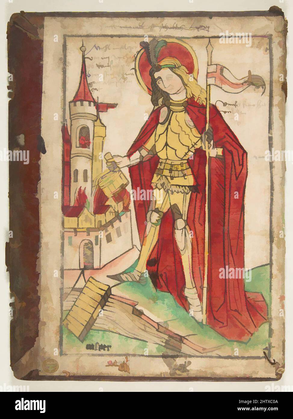 Art inspired by Saint Florian, ca. 1460, Woodcut, hand-colored, 10 x 6 ...