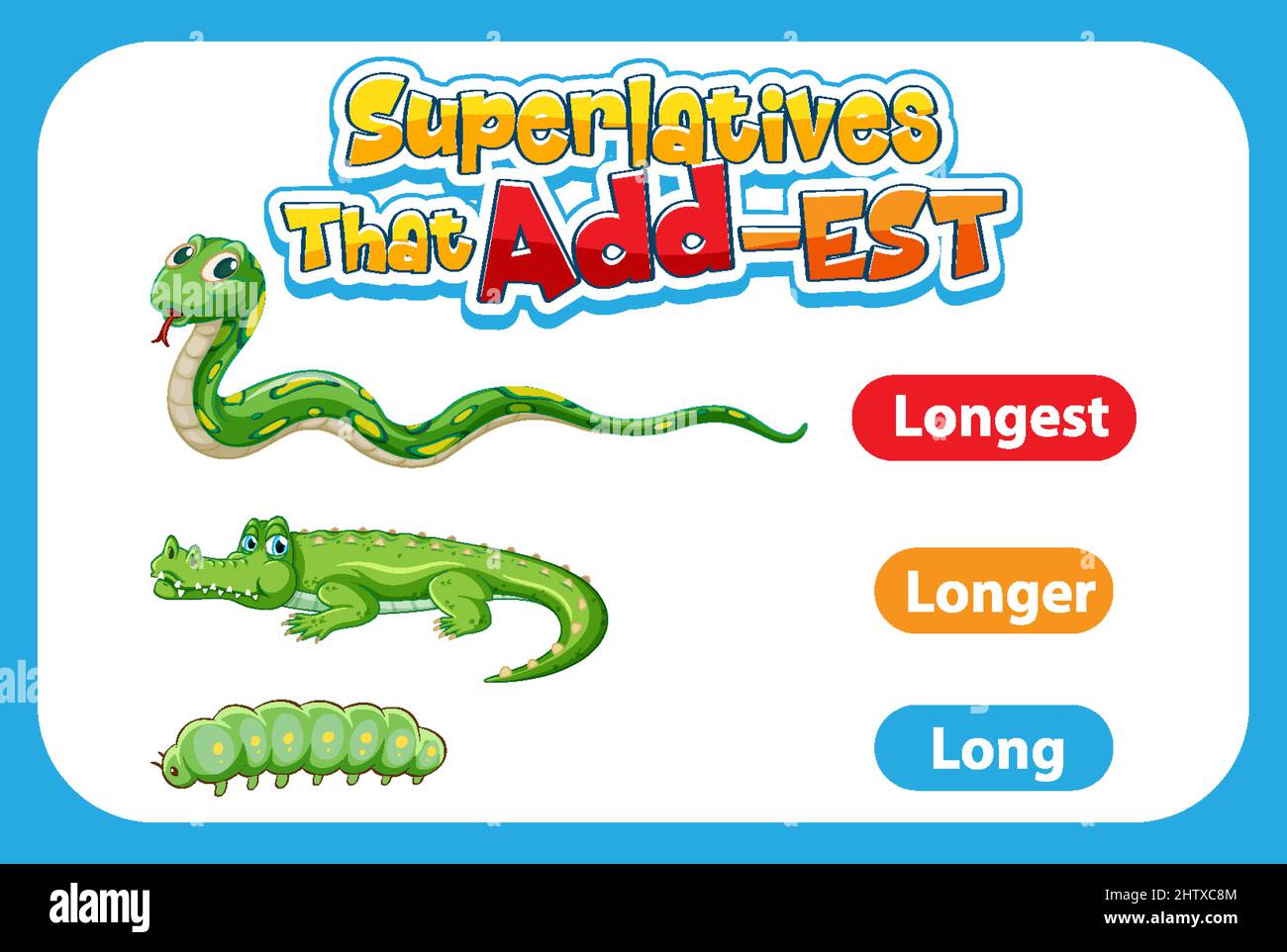 Superlatives Adjectives for word long illustration Stock Vector Image ...