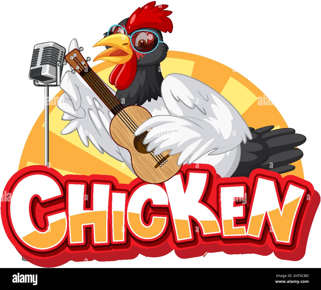 Singer chicken cartoon character logo illustration Stock Vector Image ...