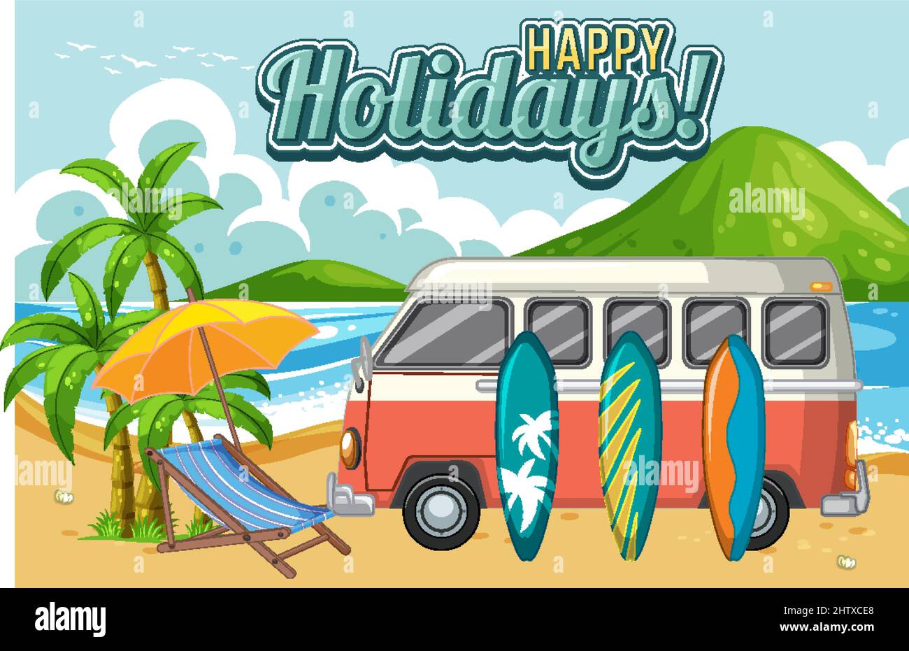 Happy holiday at the beach icon illustration Stock Vector Image & Art ...