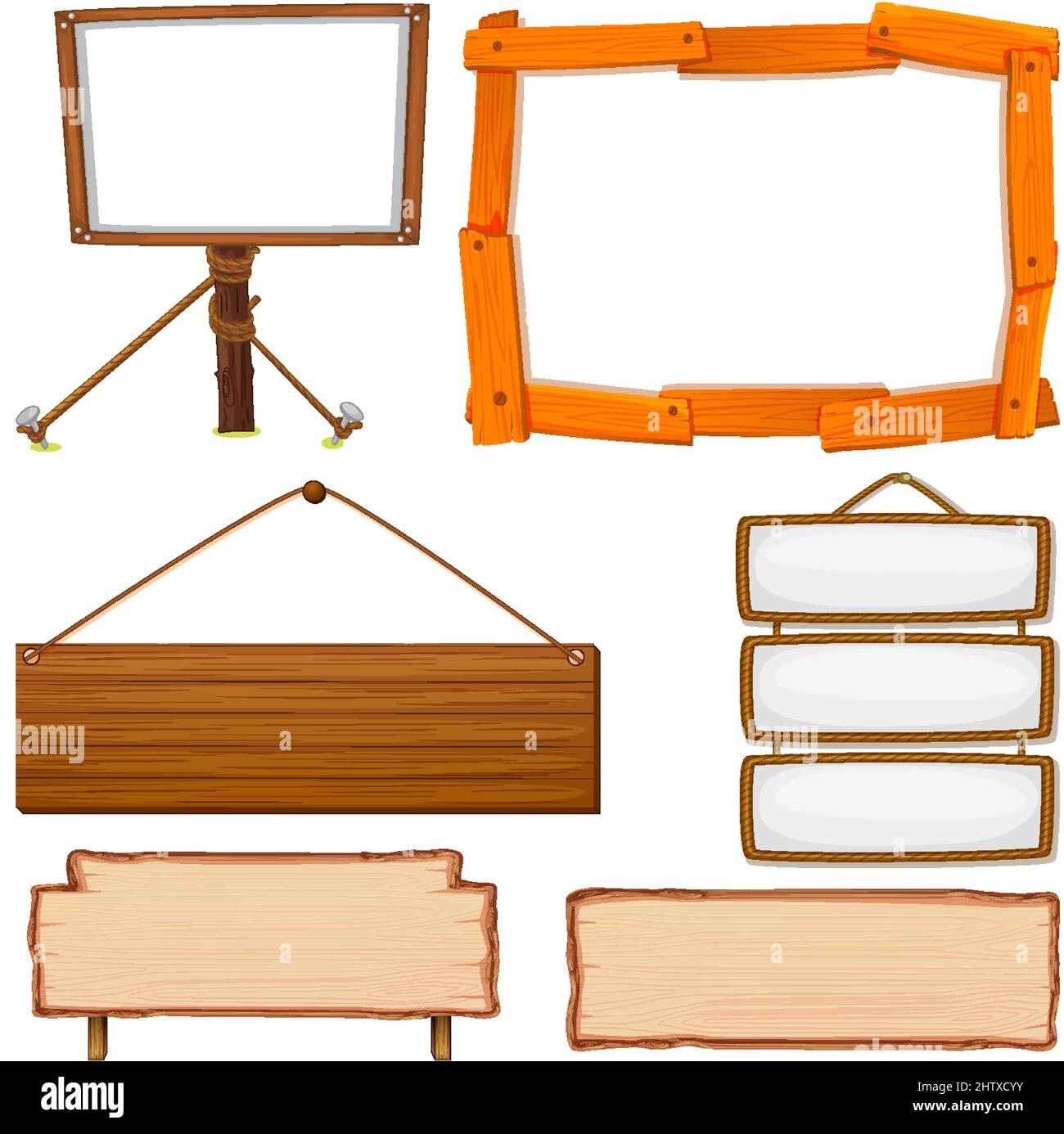 Set of wooden sign banner illustration Stock Vector Image & Art - Alamy