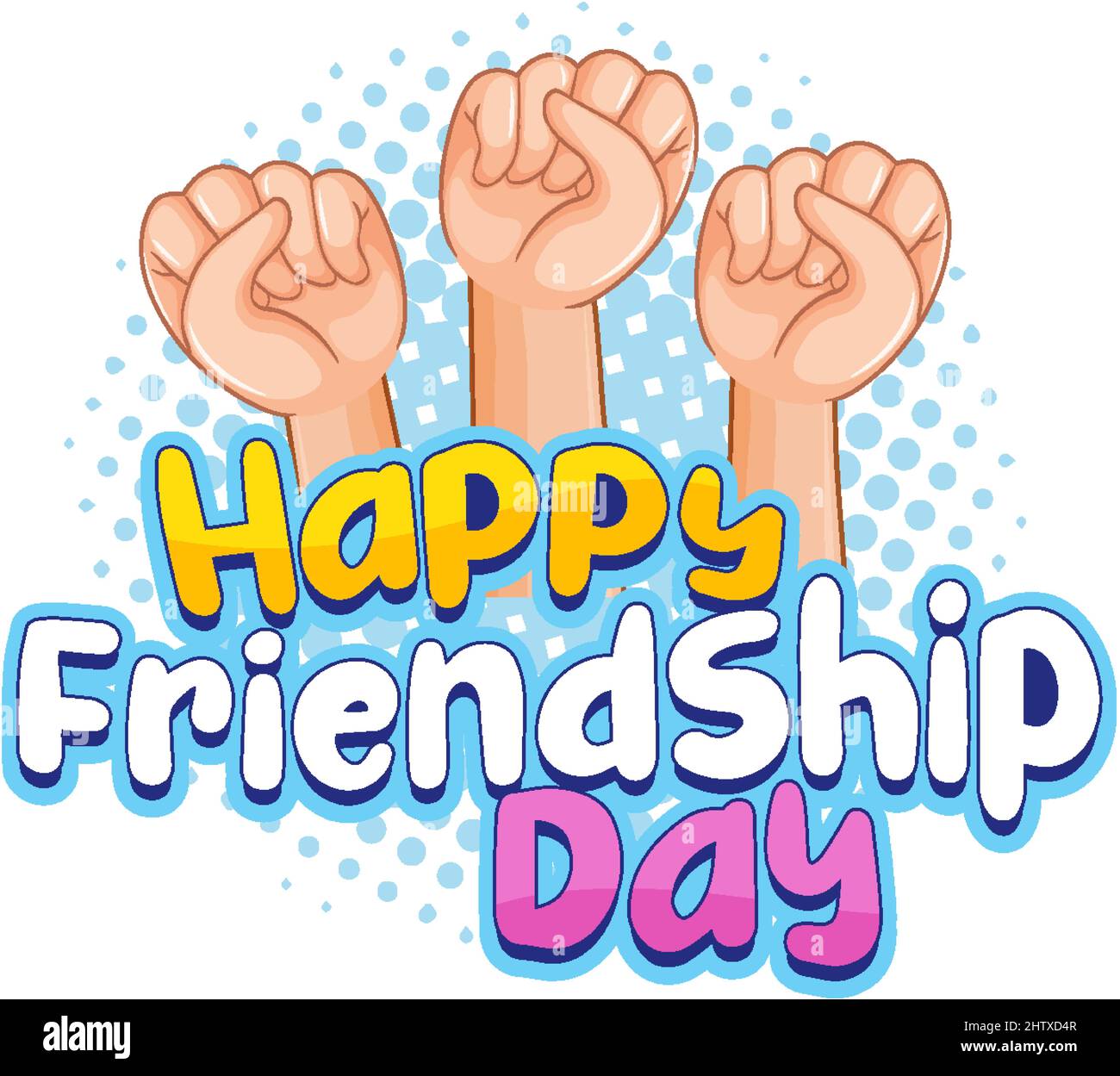 Happy Friendship Day logo with three fists illustration Stock Vector ...