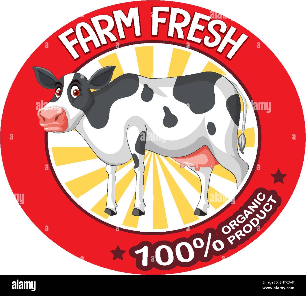 A cow with a Farm fresh label illustration Stock Vector Image & Art - Alamy