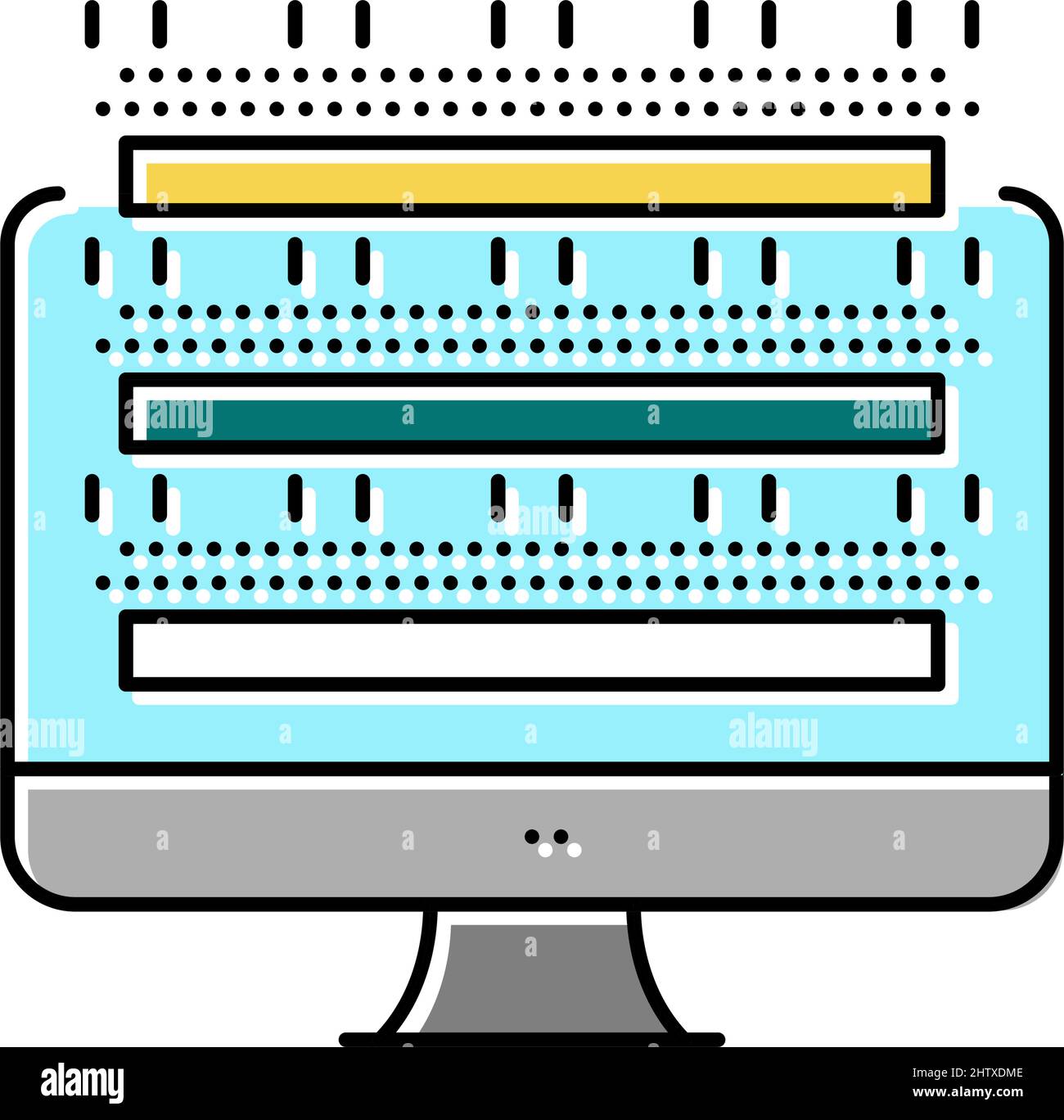 testing computer screen semiconductor manufacturing color icon vector ...