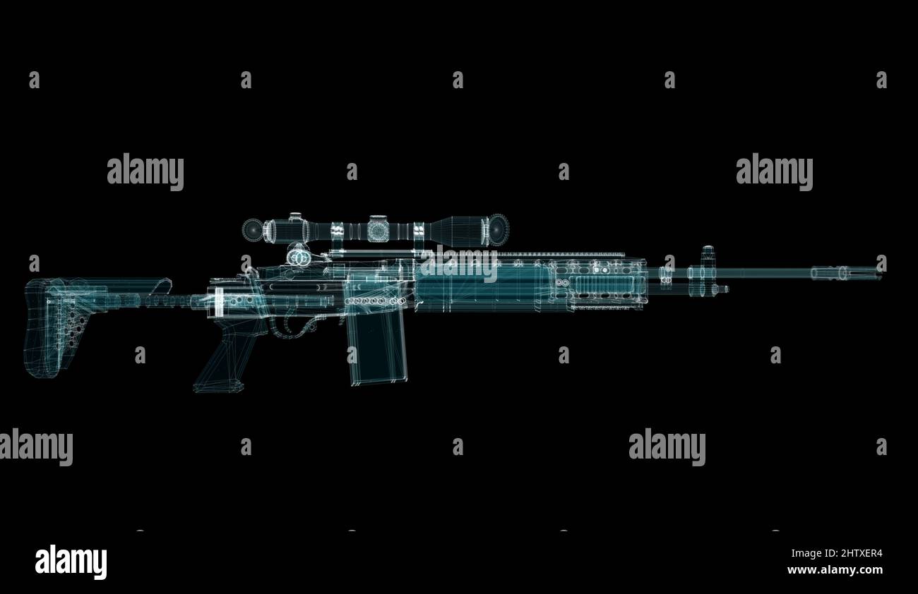 Submachine Gun Hologram. Weapon and Technology Concept Stock Photo - Alamy