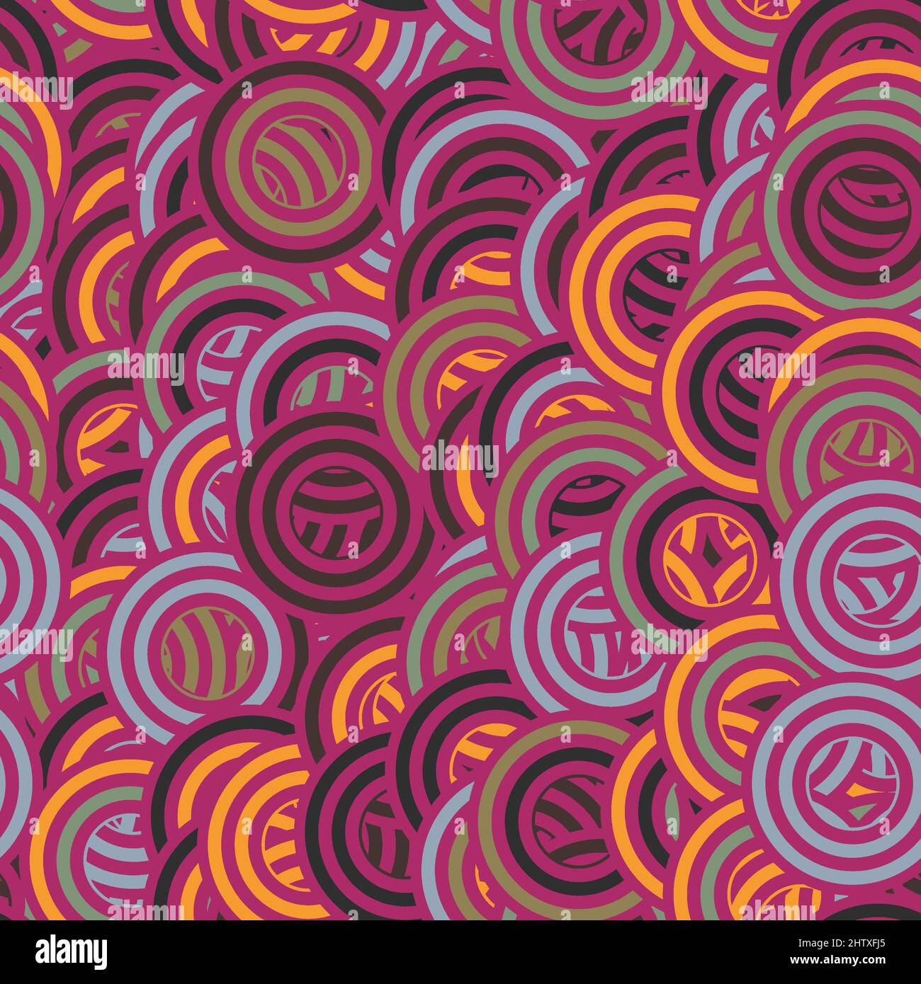 Seamless concentric circle in retro colors dizzy surface pattern design ...