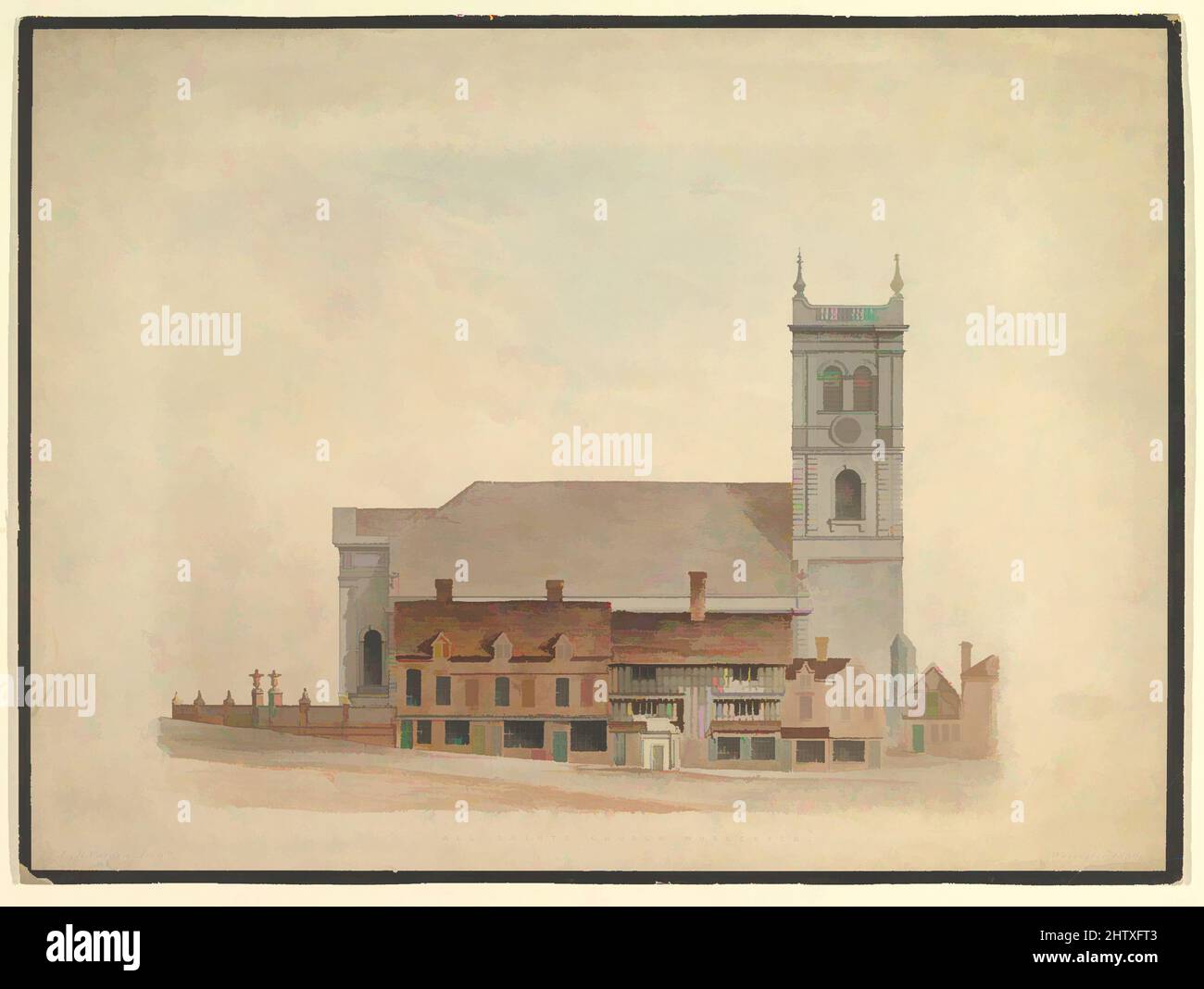 Art inspired by All Saints Church, Worcester, 1836, Ink and watercolor ...