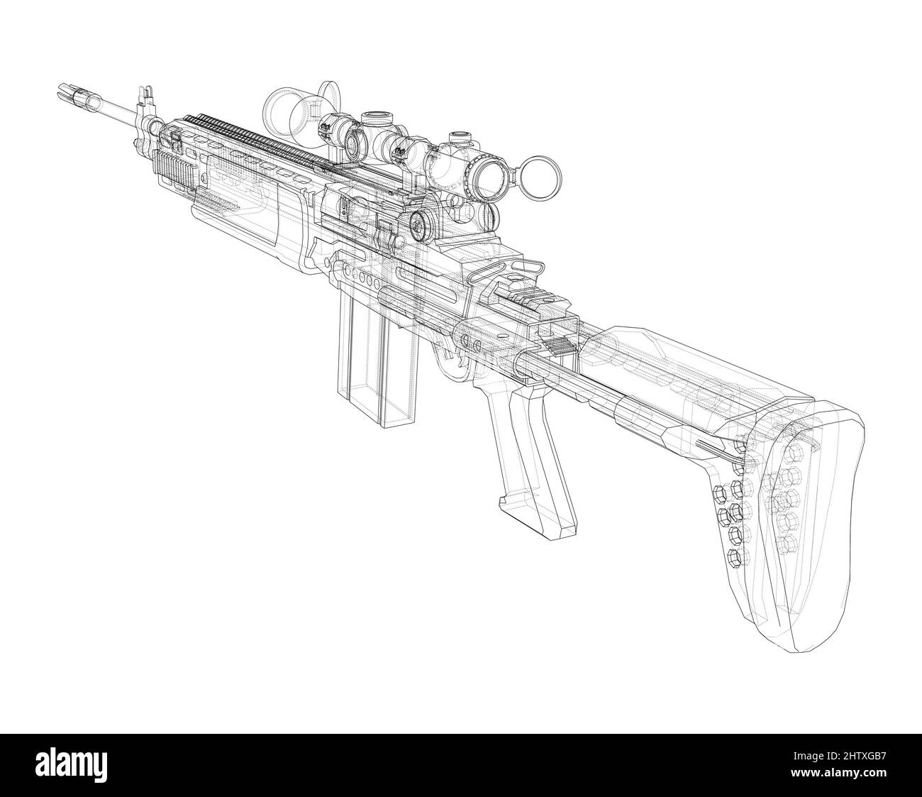 Machine Gun. Vector rendering of 3d Stock Vector Image & Art - Alamy