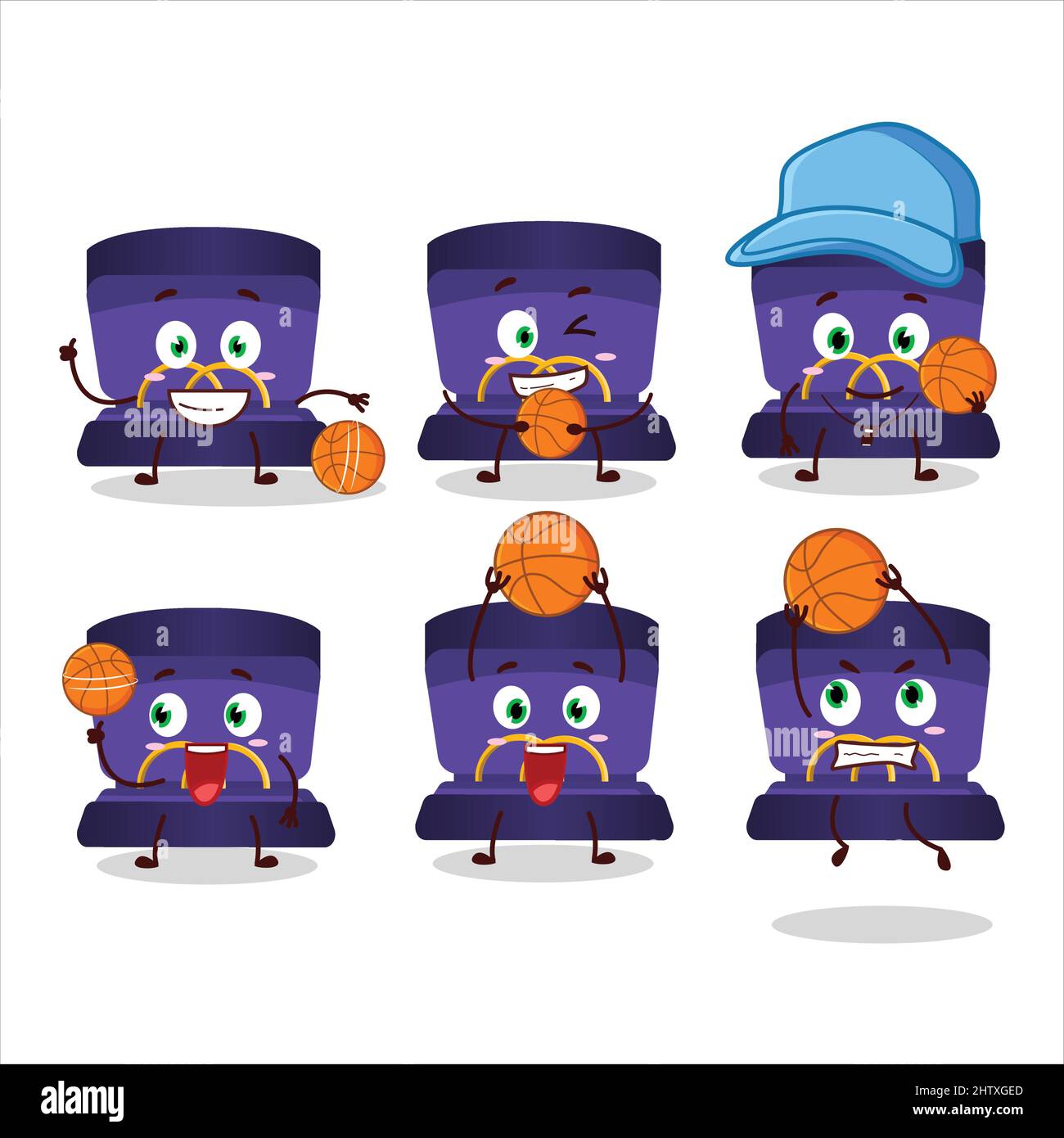 Talented purple ring box cartoon character as a basketball athlete ...