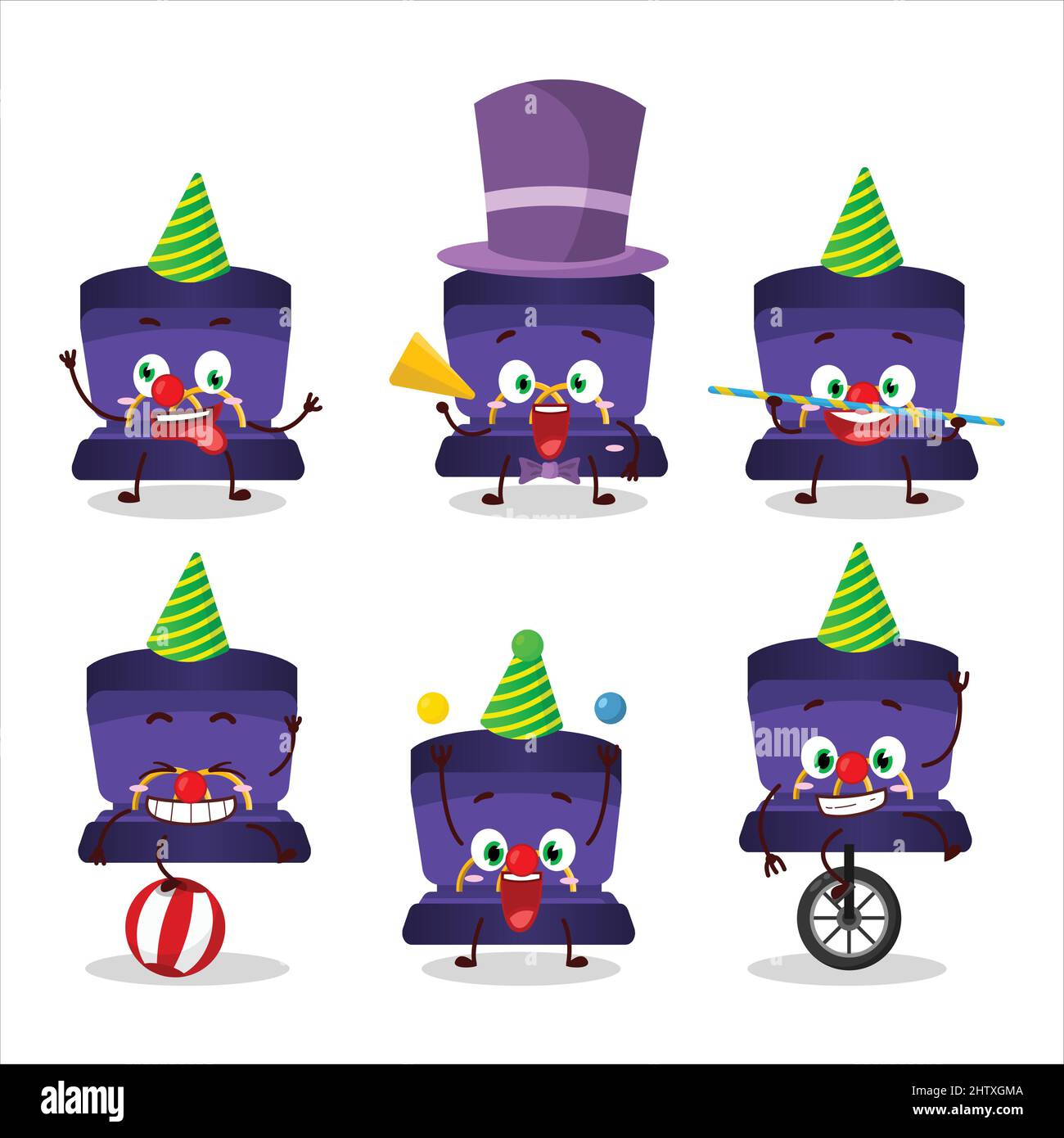 Cartoon character of purple ring box with various circus shows. Vector ...