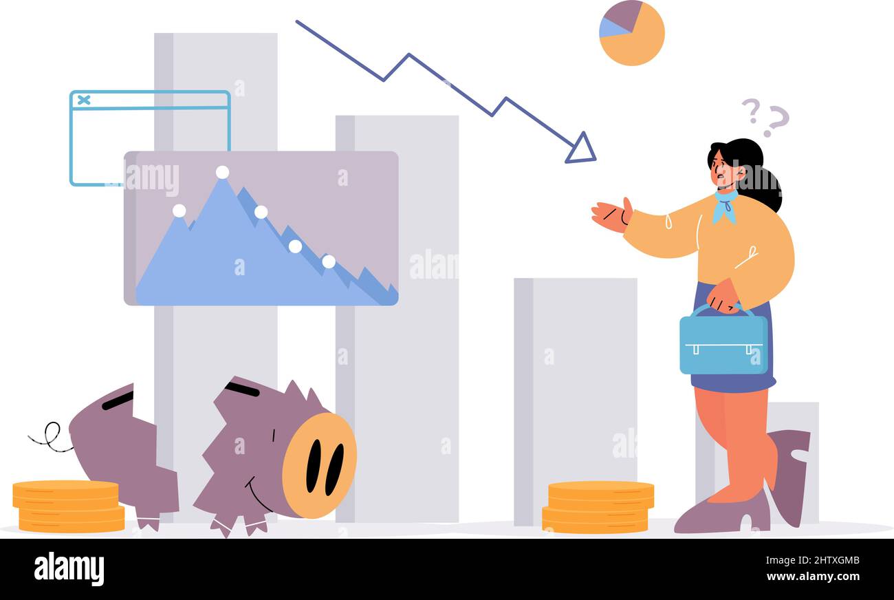 Financial crisis business concept with businesswoman analyst or bank ...