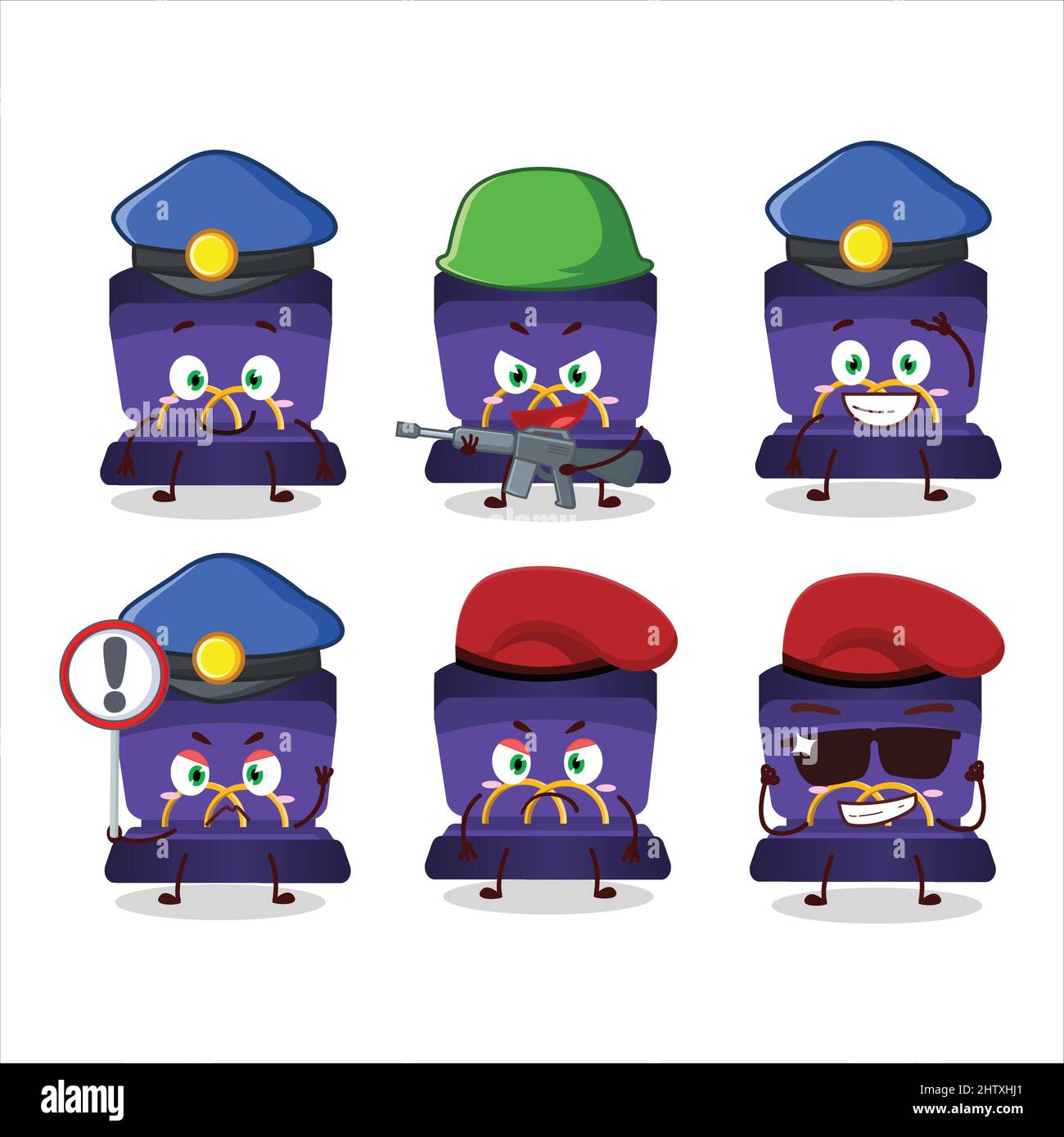 A dedicated Police officer of purple ring box mascot design style ...