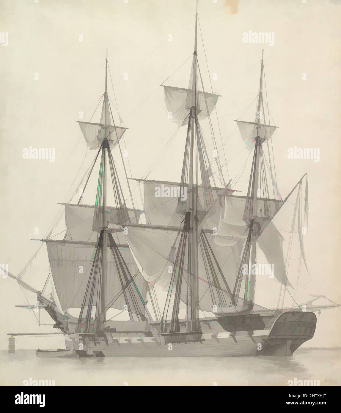 Art inspired by The Frigate Rotha, 1812–65, Pen and black ink with ...