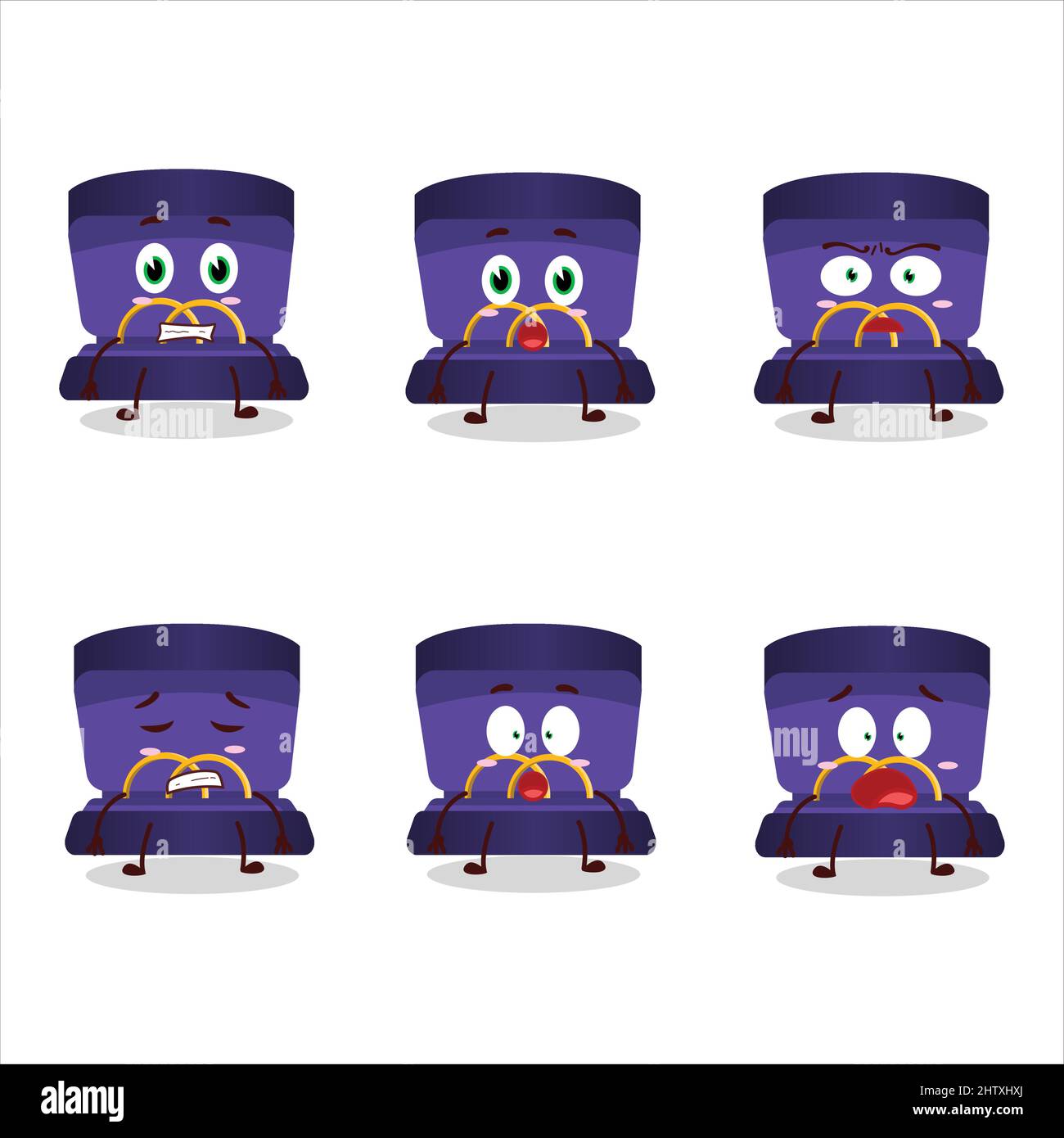 Character cartoon of purple ring box with scared expression. Vector ...