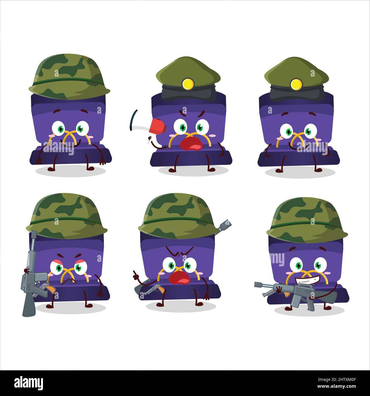 A charming soldier purple ring box cartoon picture bring a gun machine ...