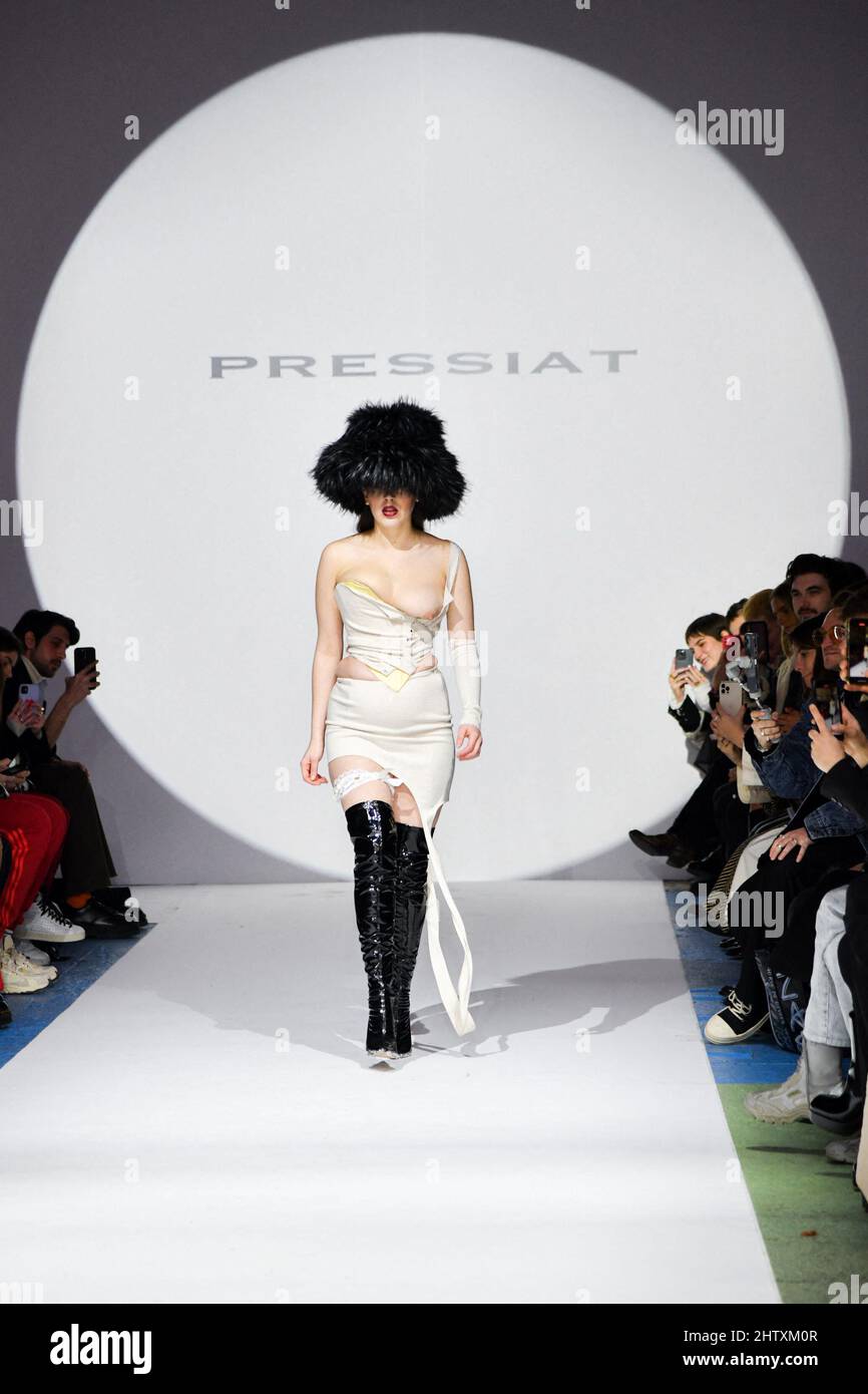 Paris, France. 02nd Mar, 2022. Michaela Stark walks the runway during ...