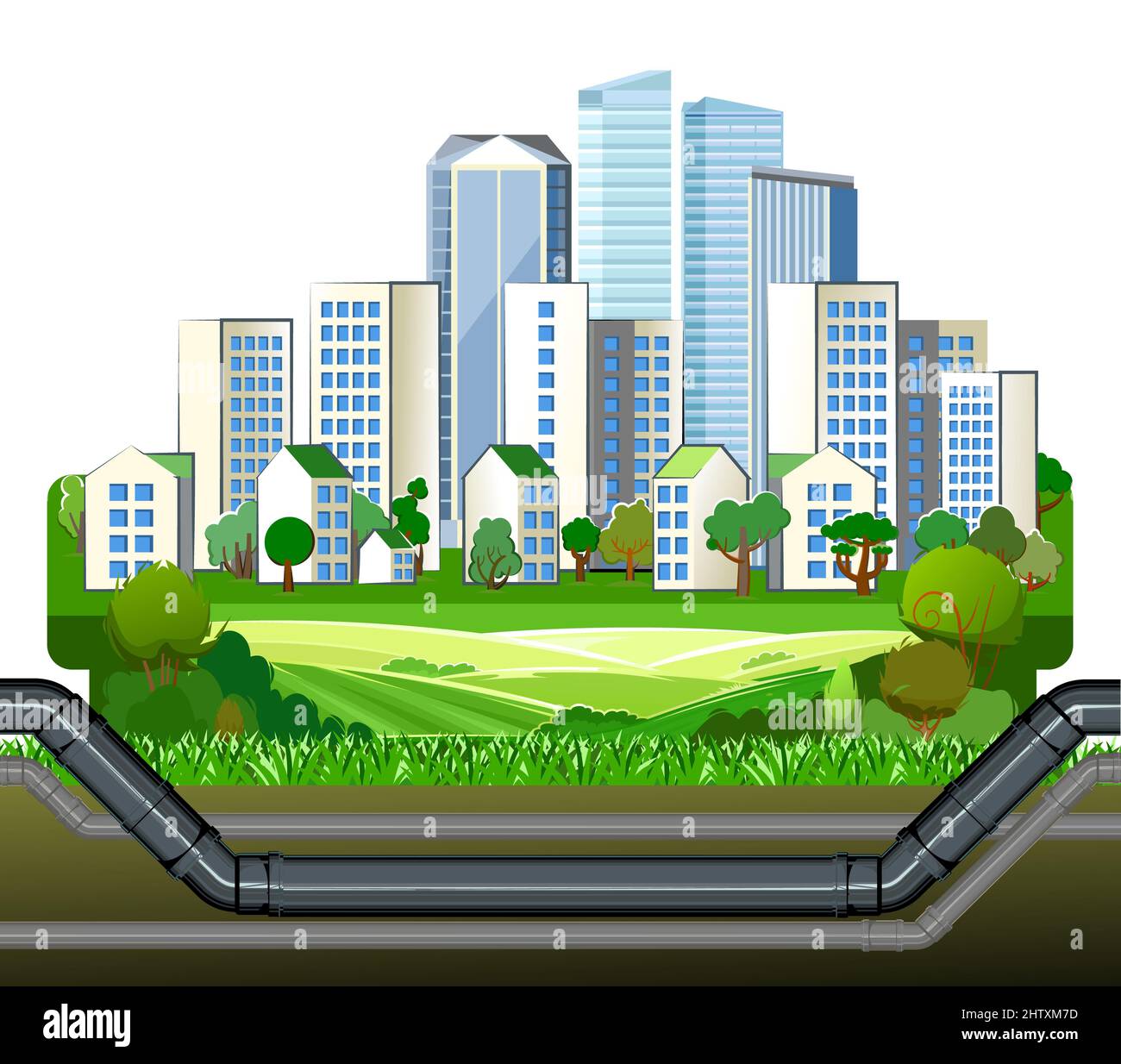Pipeline for various purposes. Underground part of system. Providing ...