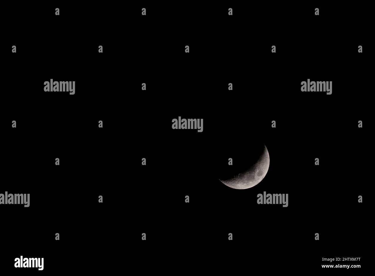 Crescent moon in the dark night sky. High resolution photo Stock Photo ...