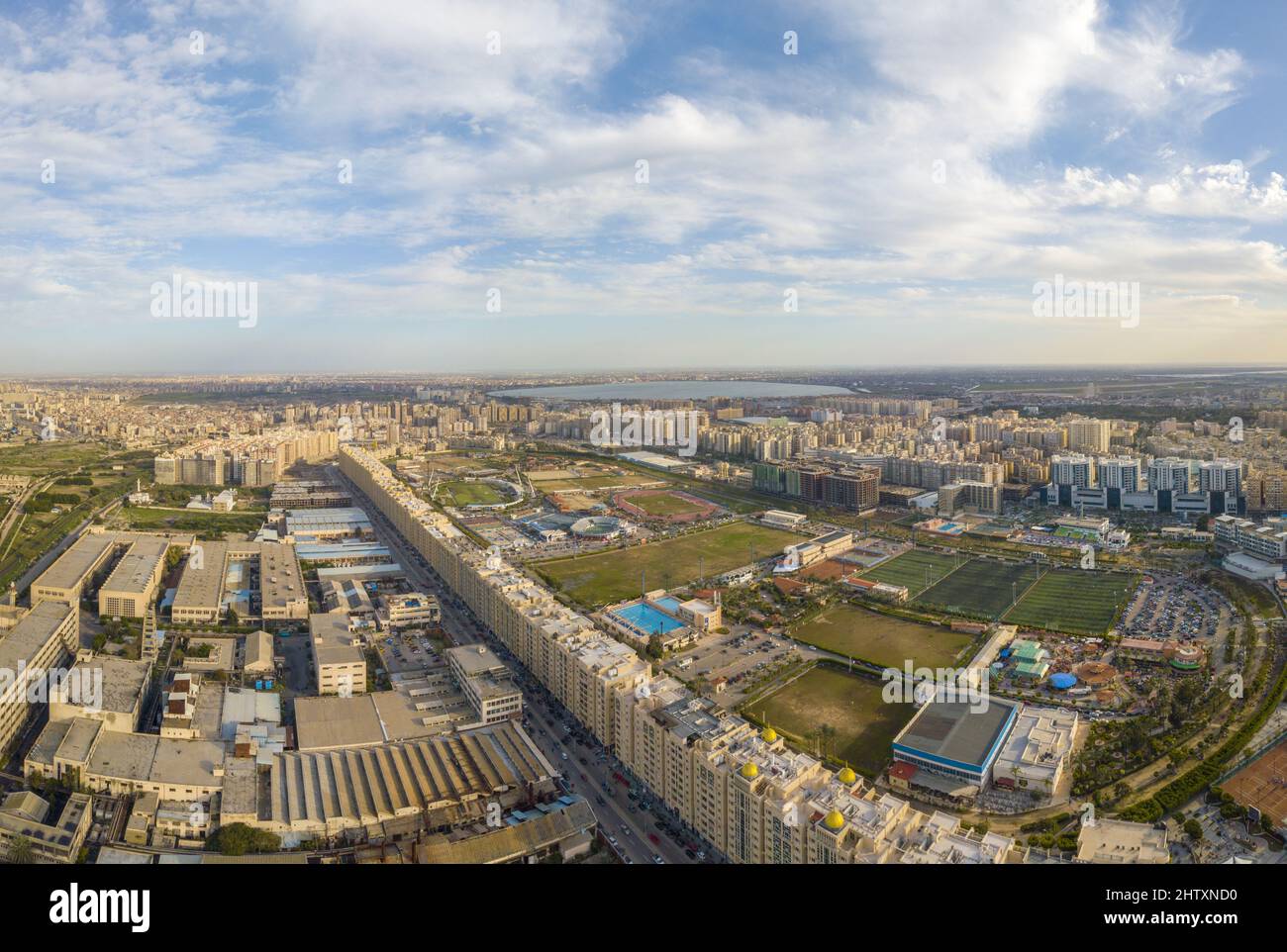 Aerial shot of cityscape in Alexandria under blue bright sky Stock ...