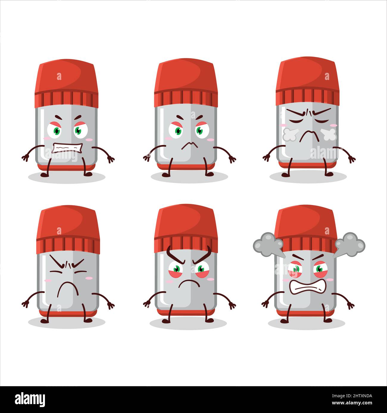 Red whiteboard marker cartoon character with various angry expressions ...