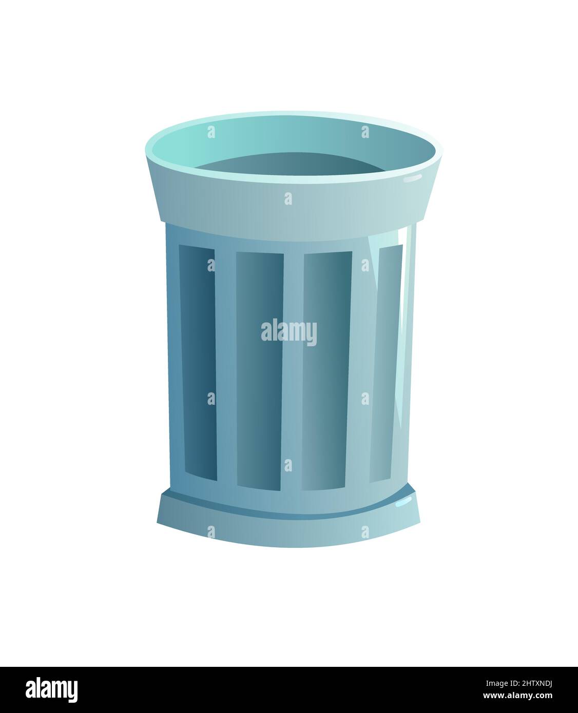 Simple trash can bin. Cartoon style. Object isolated on white ...