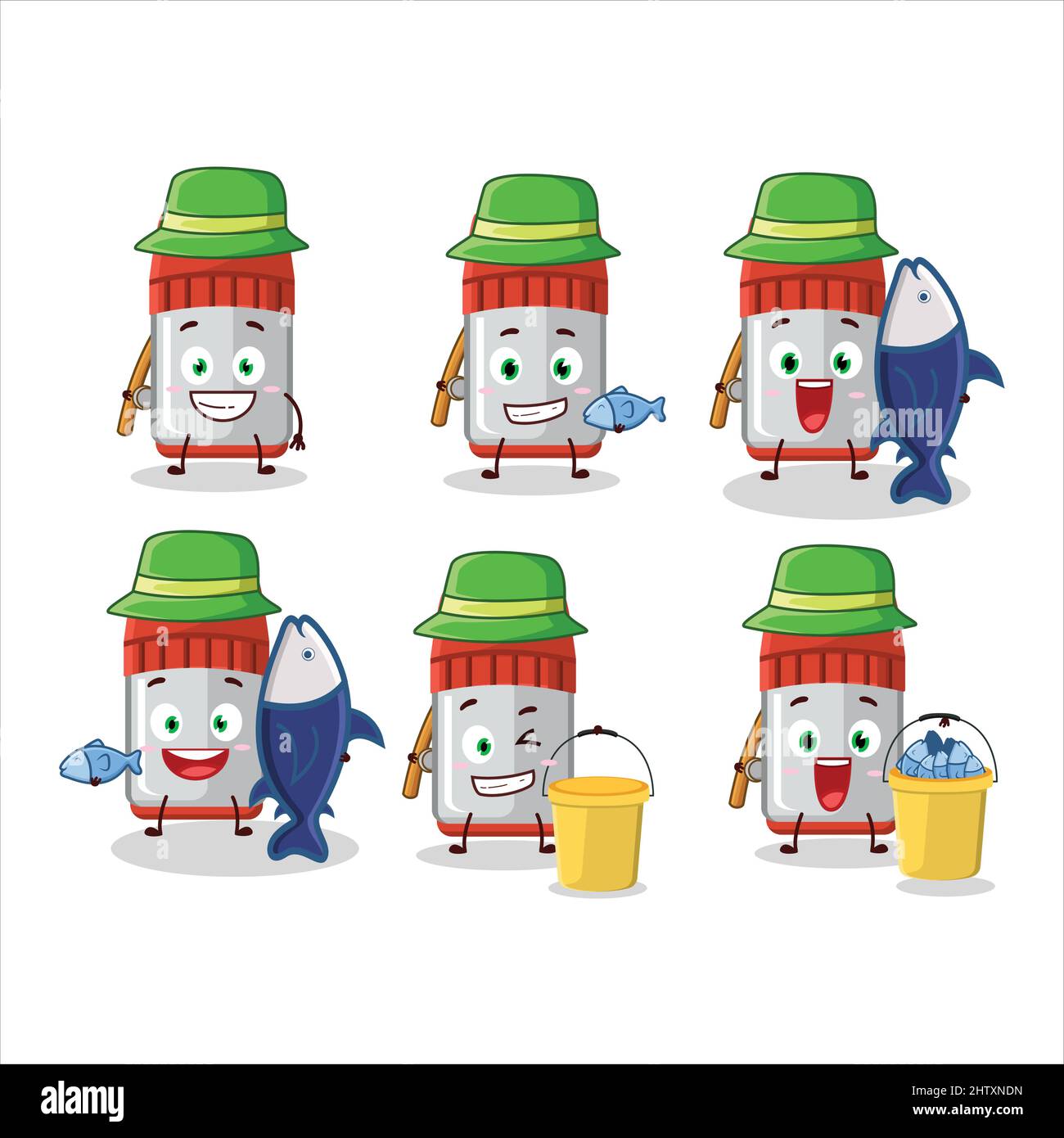 A fisherman red whiteboard marker cartoon picture catch a big fish ...