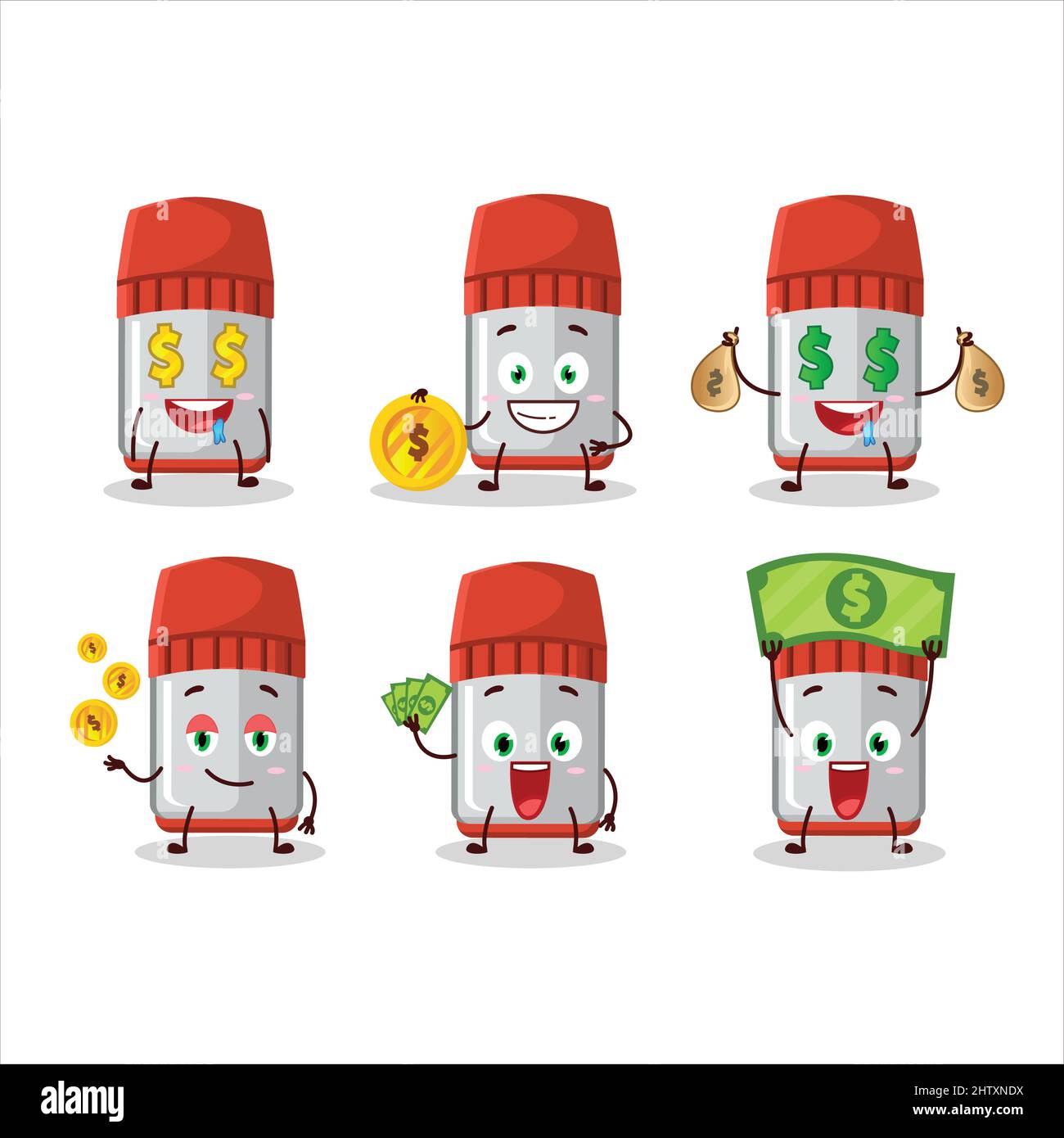 Red whiteboard marker cartoon character with cute emoticon bring money ...