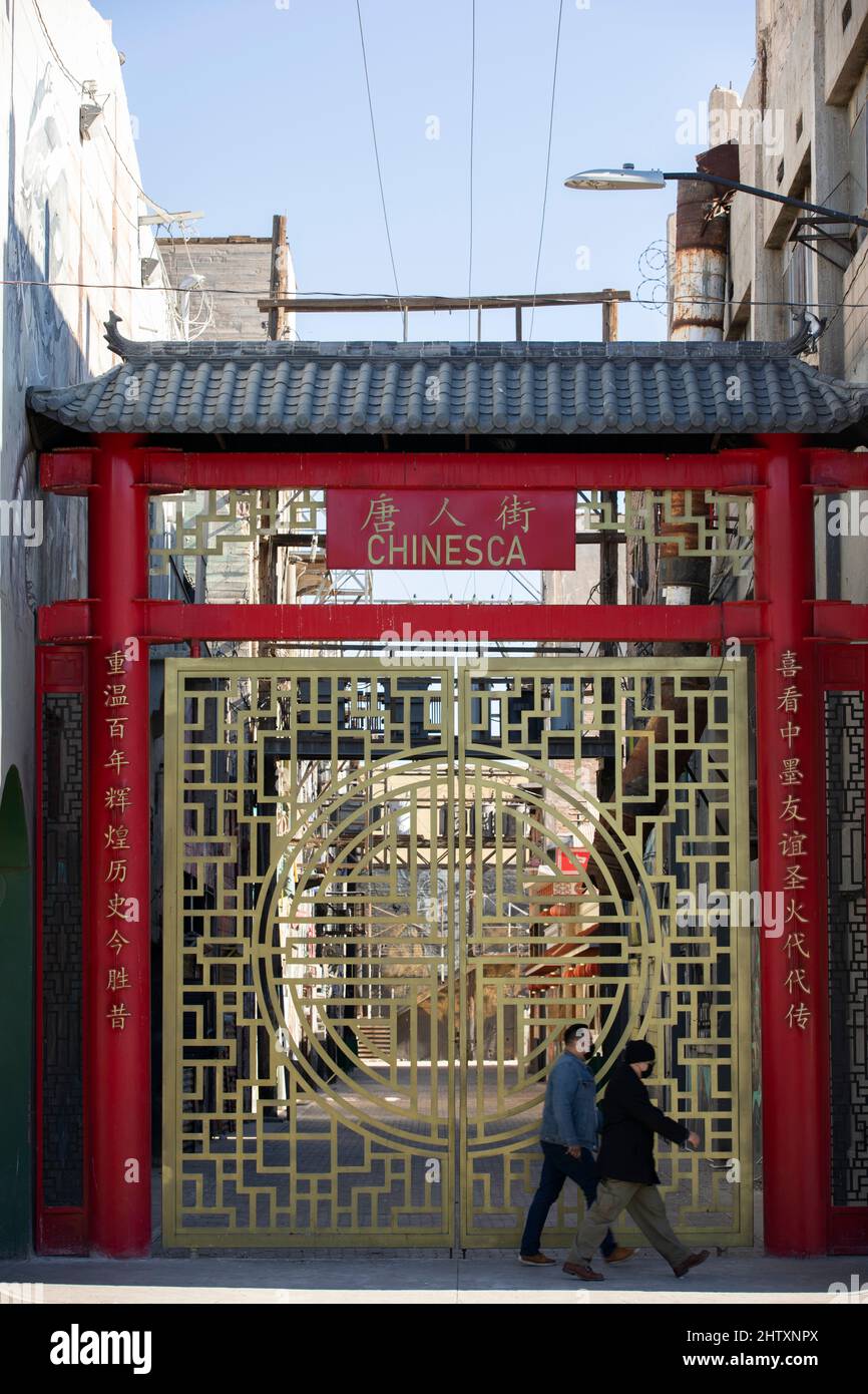 Daytime view of Chinese style architecture in downtown Mexicali, Baja ...