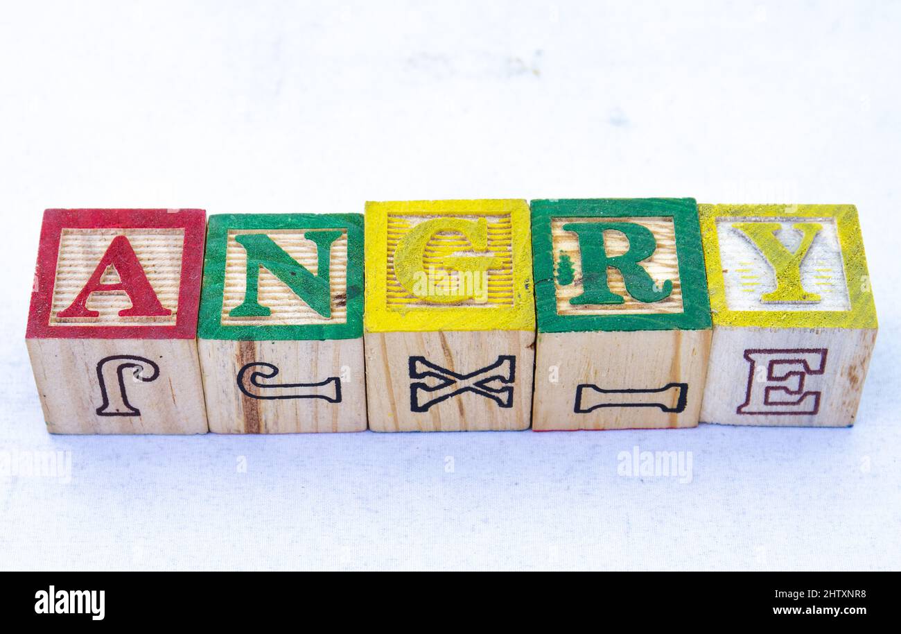 The term ANGRY displayed visually Stock Photo - Alamy