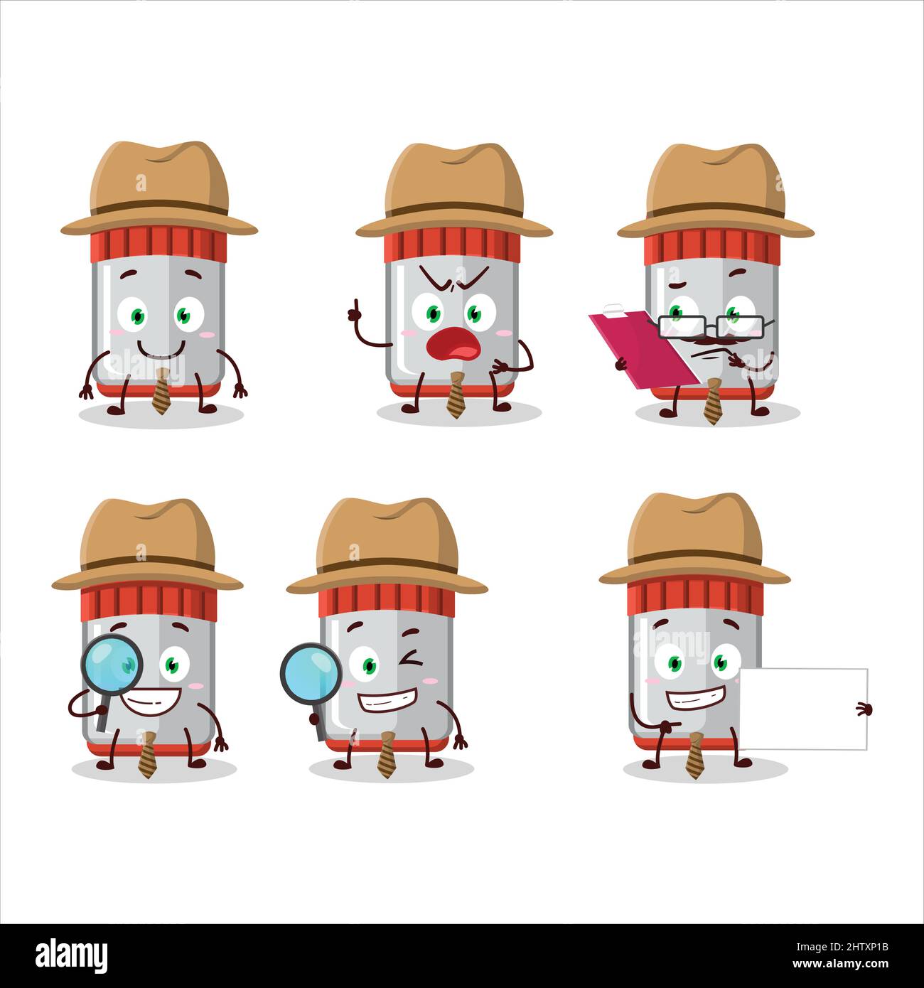 Detective red whiteboard marker cute cartoon character holding ...