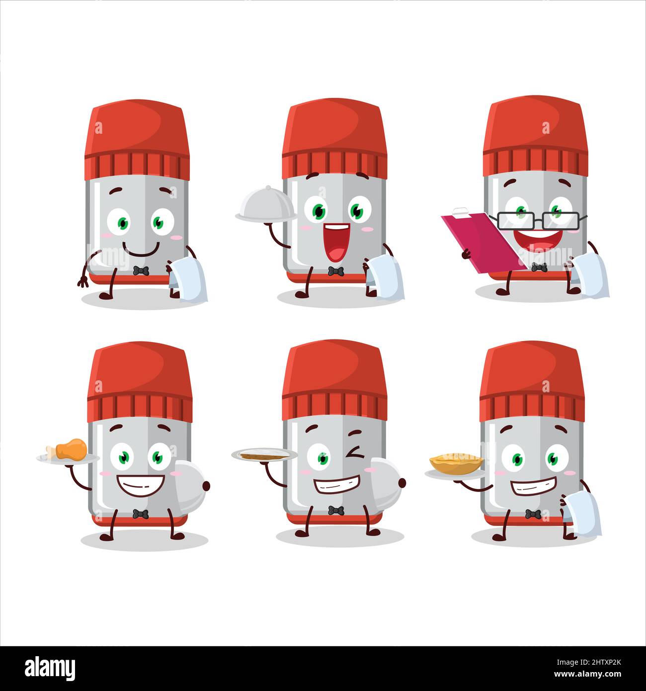 happy red whiteboard marker waiter cartoon character holding a plate ...