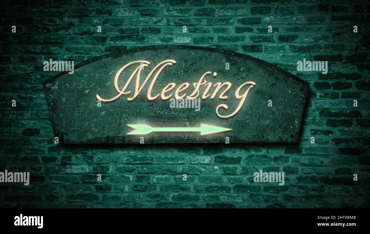 Street Sign the Direction Way to Meeting Stock Photo - Alamy