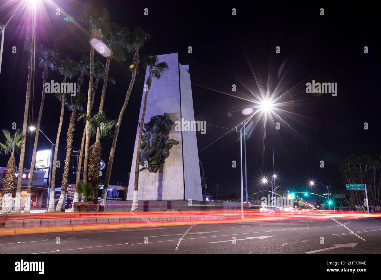 Mexicali, Baja California, Mexico - January 2, 2021: Nighttime traffic ...