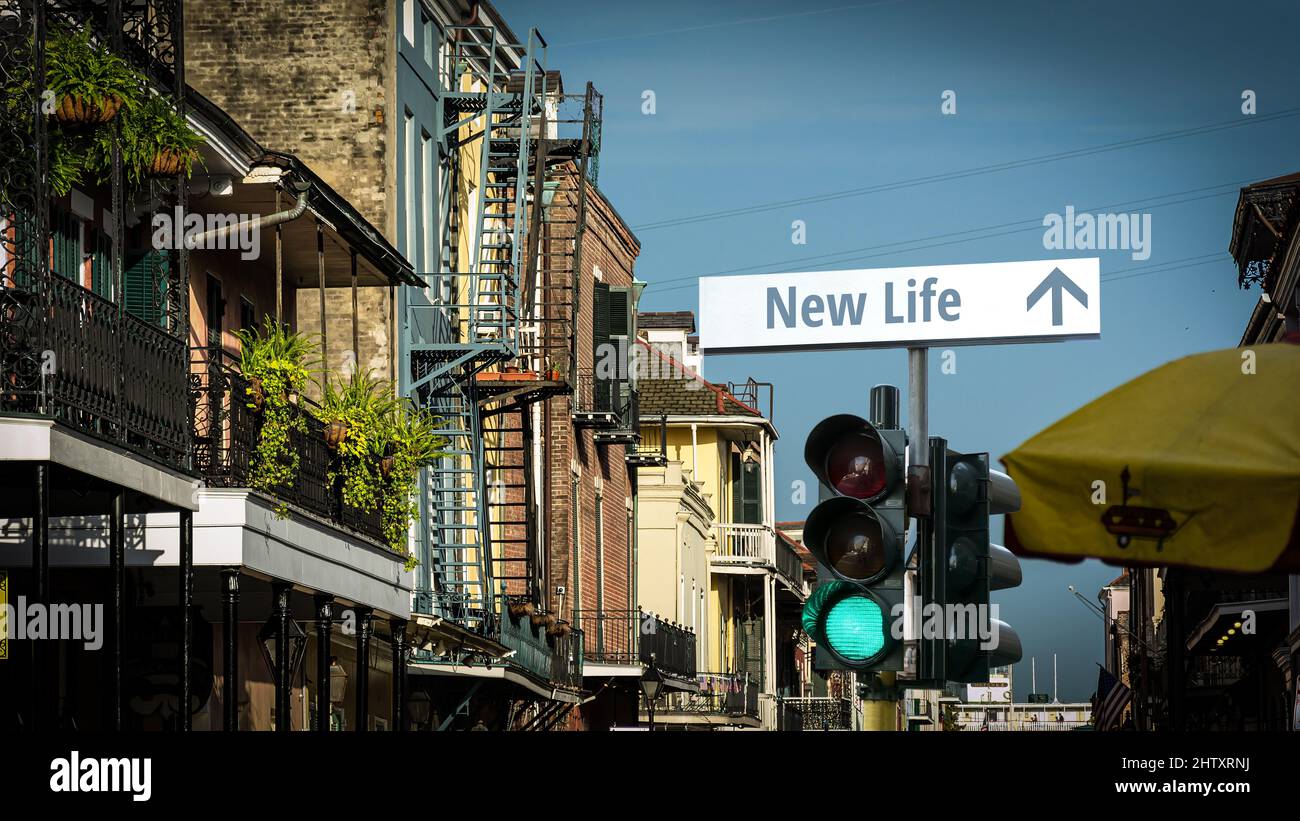 Street Sign the Direction Way to NEW LIFE Stock Photo - Alamy