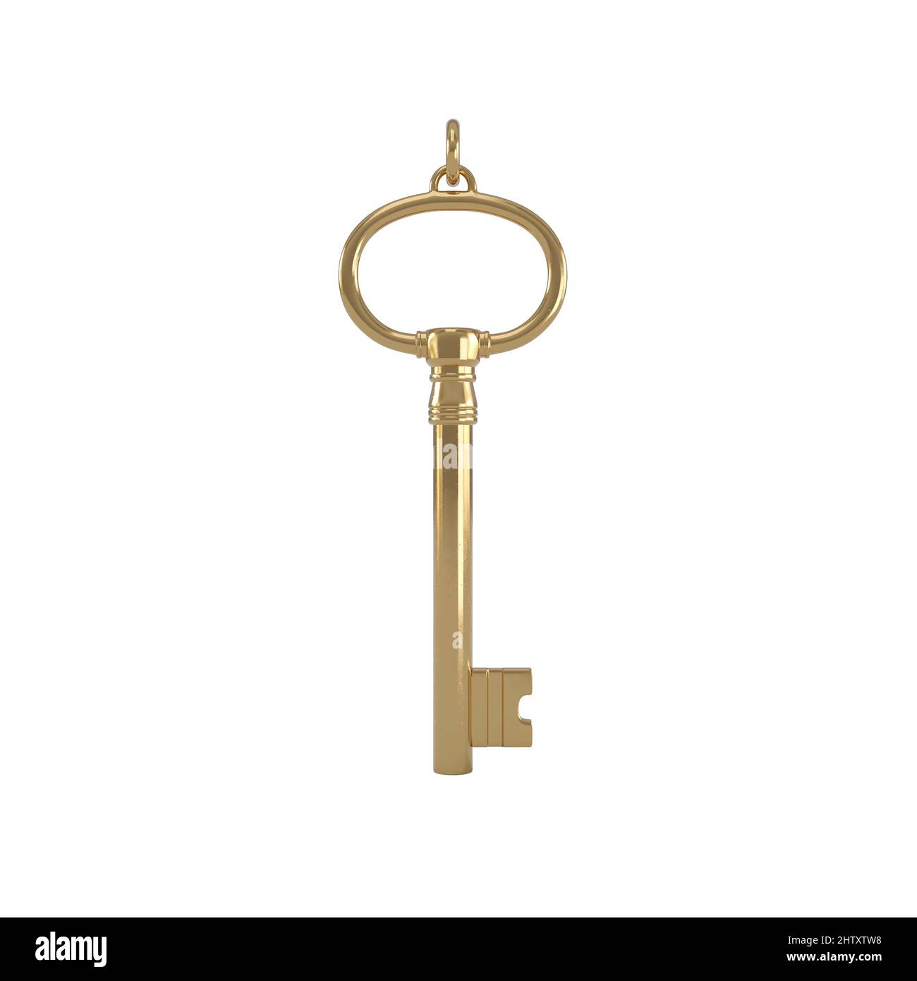 3D rendering Gold vintage key design bronze classic metal retro antique ...