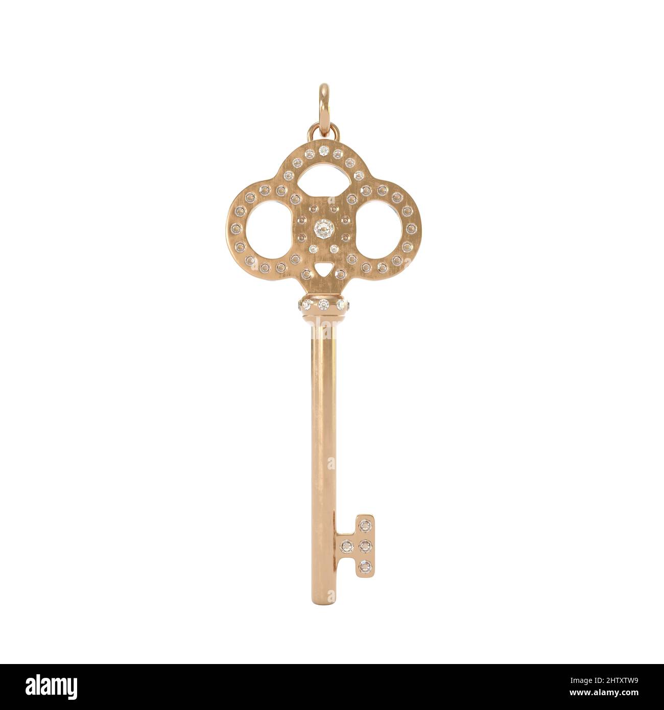3D rendering Gold vintage key design bronze classic metal retro antique ...