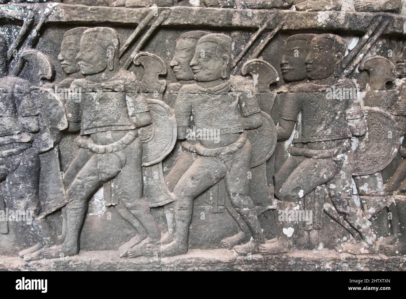 Ancient stone carvings, stone sculptures, Angkor Thom, Cambodia Stock ...