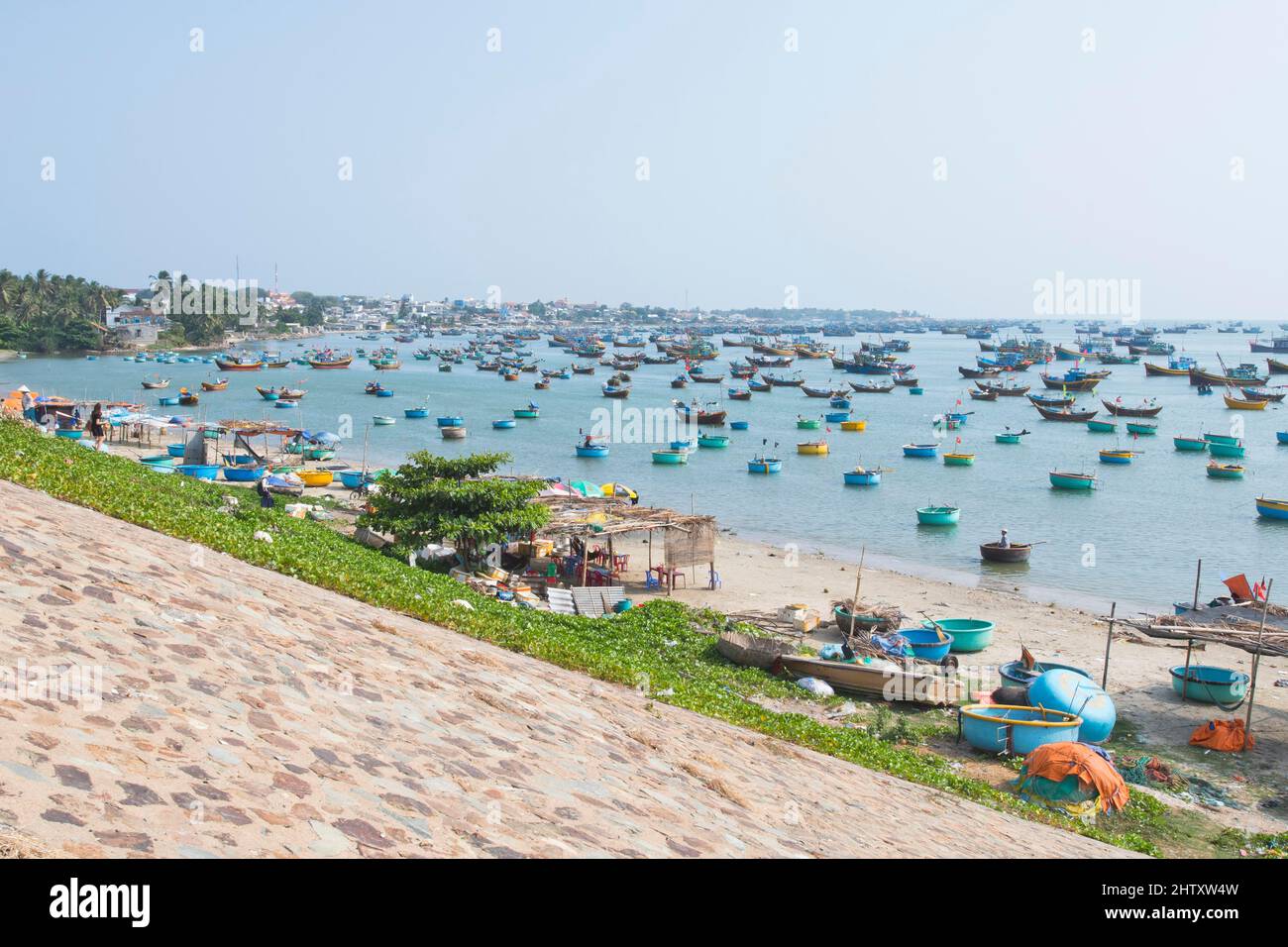 Port of Mui Ne with many boats, Binh Thuan Province, Vietnam Stock ...