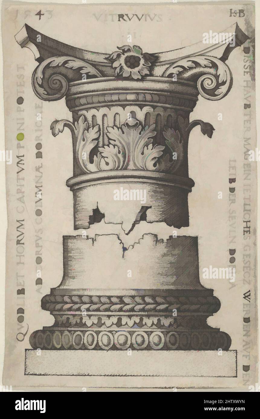 Art inspired by Capital and Base of a Column, 1543, Engraving, Sheet: 3 ...