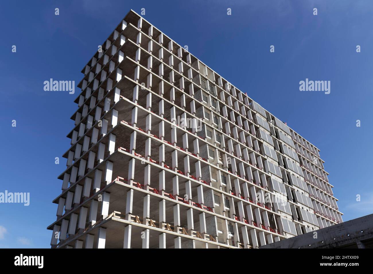 Office tower gutted, core renovation, reinforced concrete skeleton ...