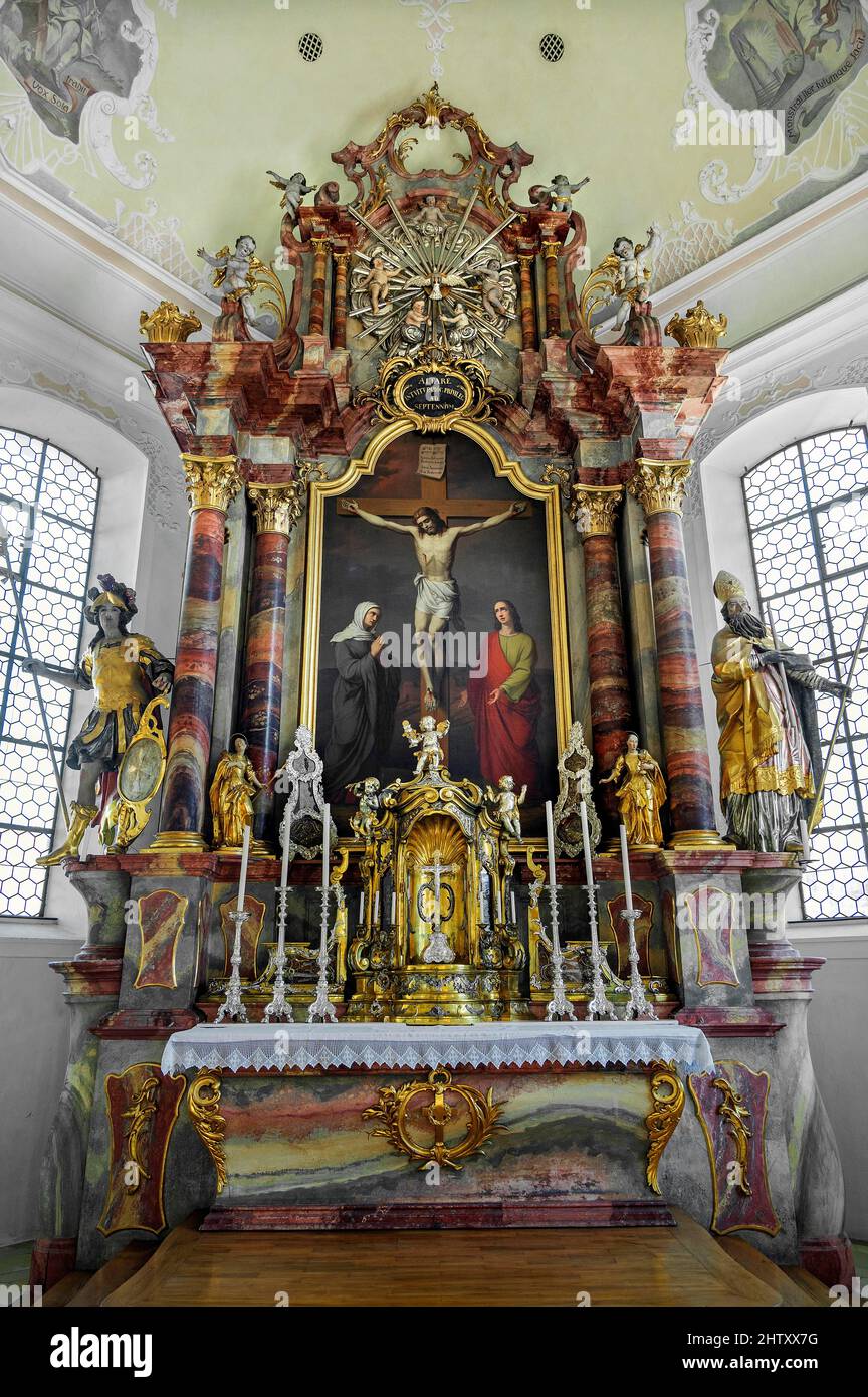 Main altar, Church of St. Blasius and Alexander, Altusried, Allgaeu ...