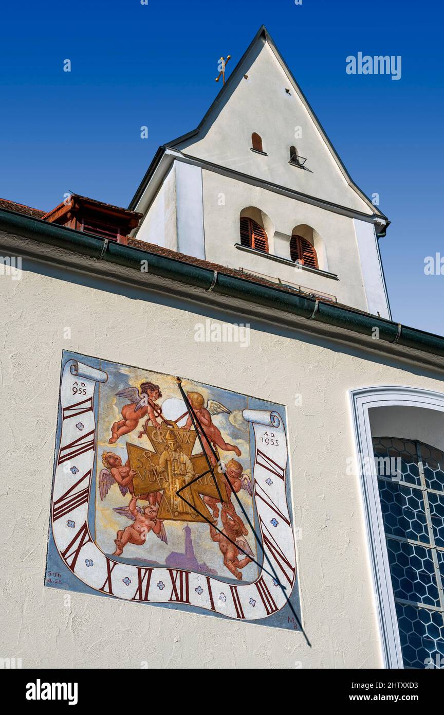 Church tower and sundial, Church of St. Blasius and Alexander ...